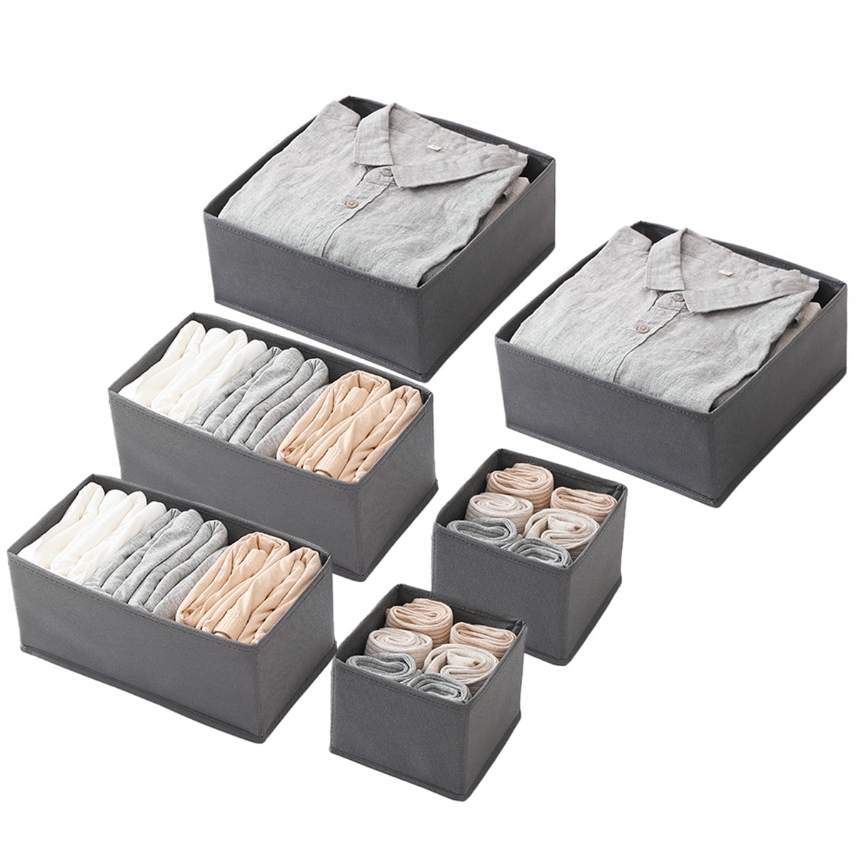 Pack Foldable Cloth Storage Box Closet Dresser Drawer Organizer Fabric ...