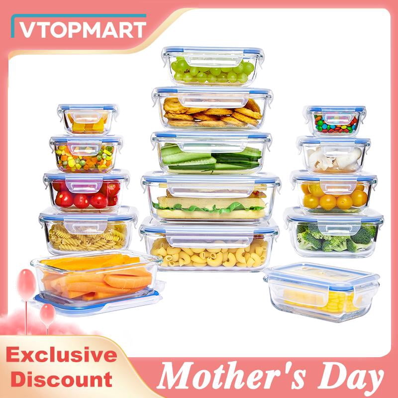 Pack Glass Food Storage Containers with Lids -Stackable Design for ...