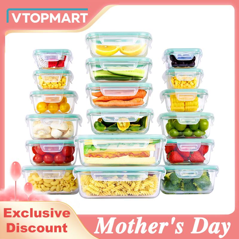 Pack Glass Food Storage Containers with Lids -Stackable Design for ...