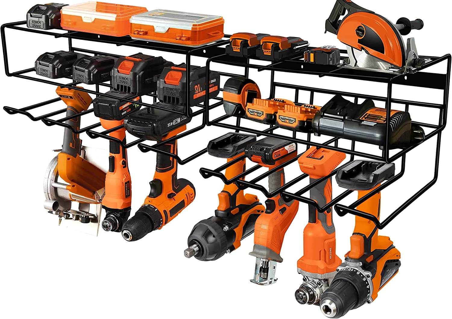 Pack Heavy Duty Wall Mounted Power Tool Organizer Floating Tool Shelf ...