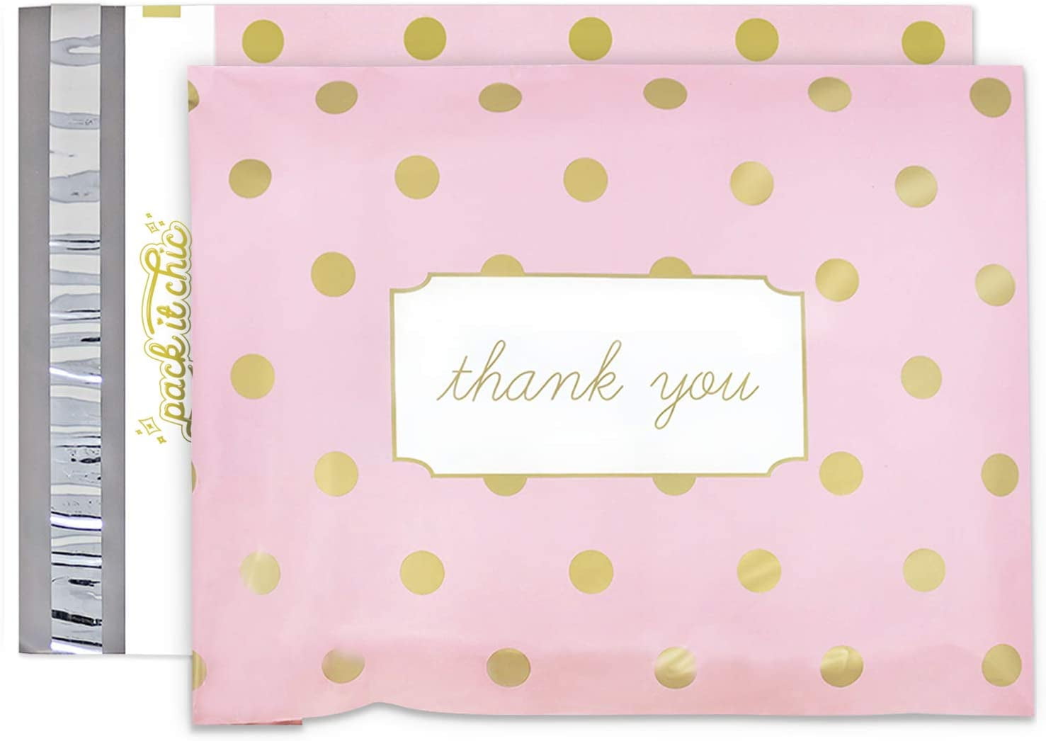 Pack It Chic 10X13 Pink Polka Dot Thank You Poly Mailer - 100 Pack ...
