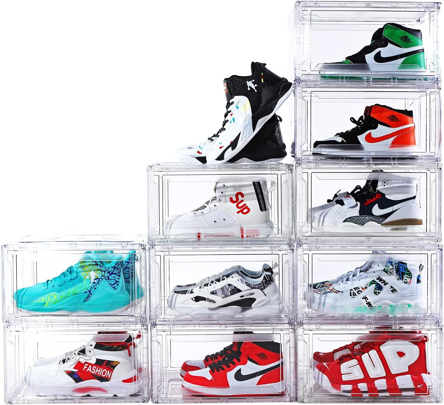 Pack Large Shoe Boxes Clear Stackable Space Saving Acrylic Shoe Boxes ...