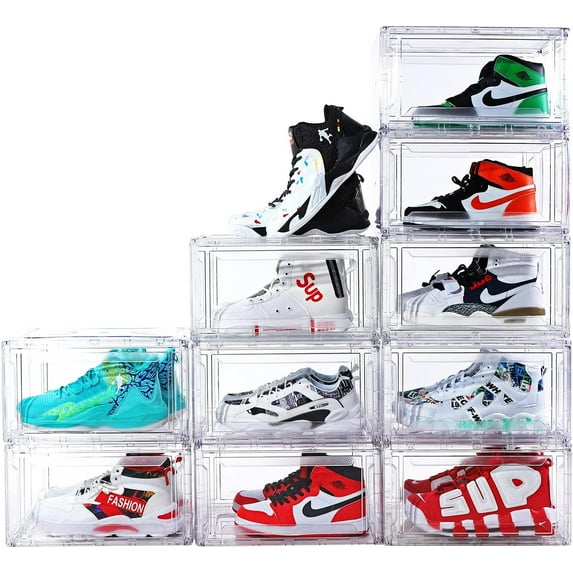 Pack Large Shoe Boxes Clear Stackable Space Saving Acrylic Shoe Boxes ...