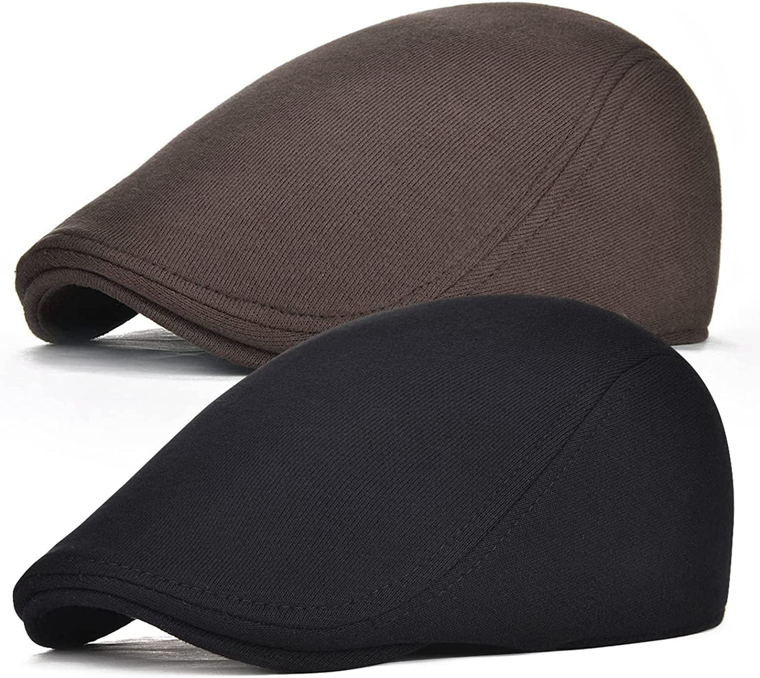 Pack Men Cotton Newsboy Cap Soft Fit Cabbie Hat Beret Soft Fit Black& Dark Grey - Walmart.com