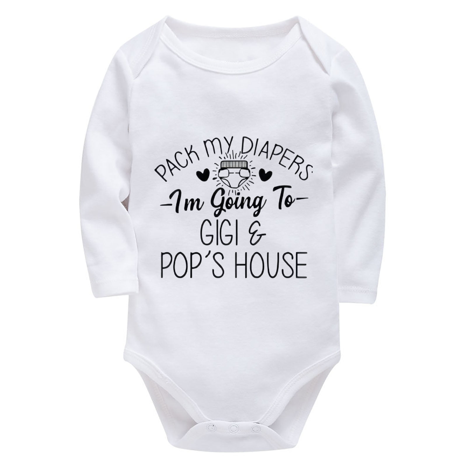 Pack My Diapers I'm Going To Gigi And Pop's House Baby Onesis Long ...