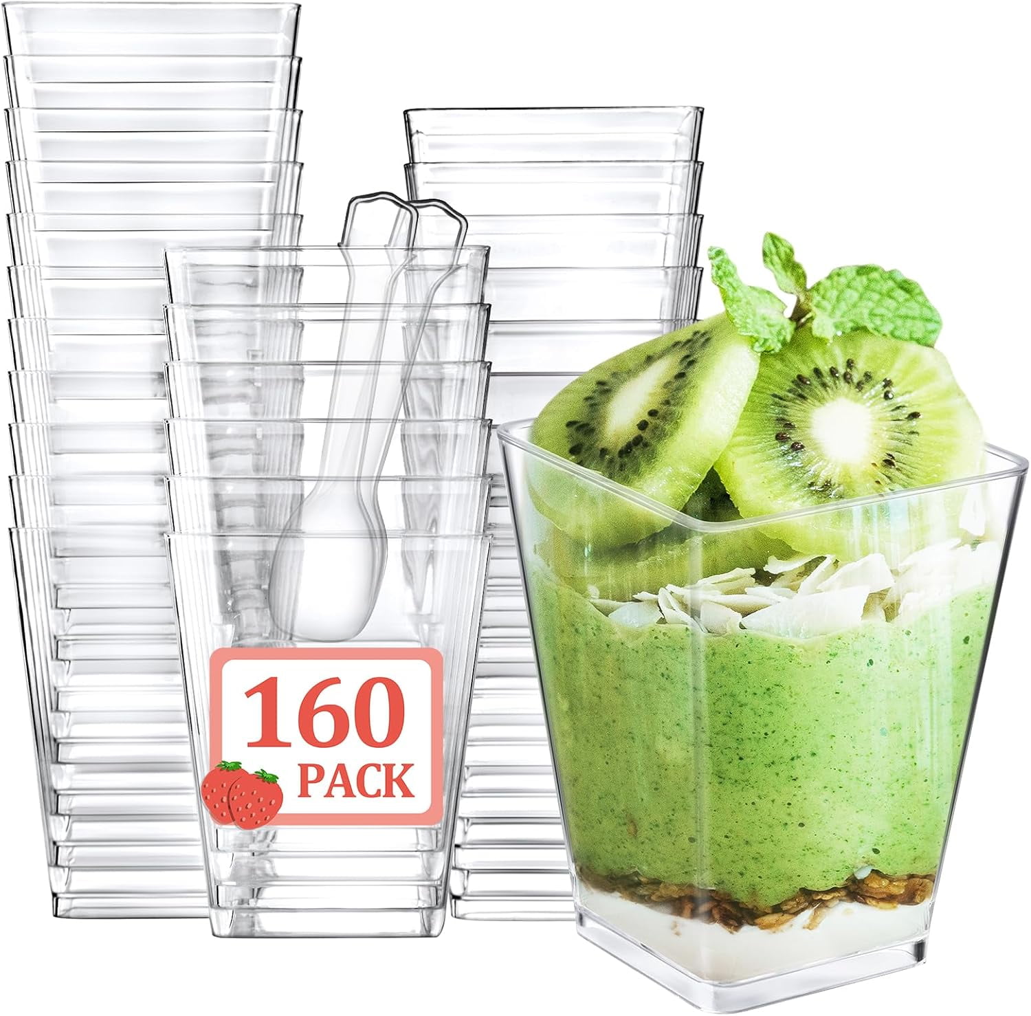 Pack OZ Plastic Mini Dessert Cups with Spoons - Clear Small Parfait ...