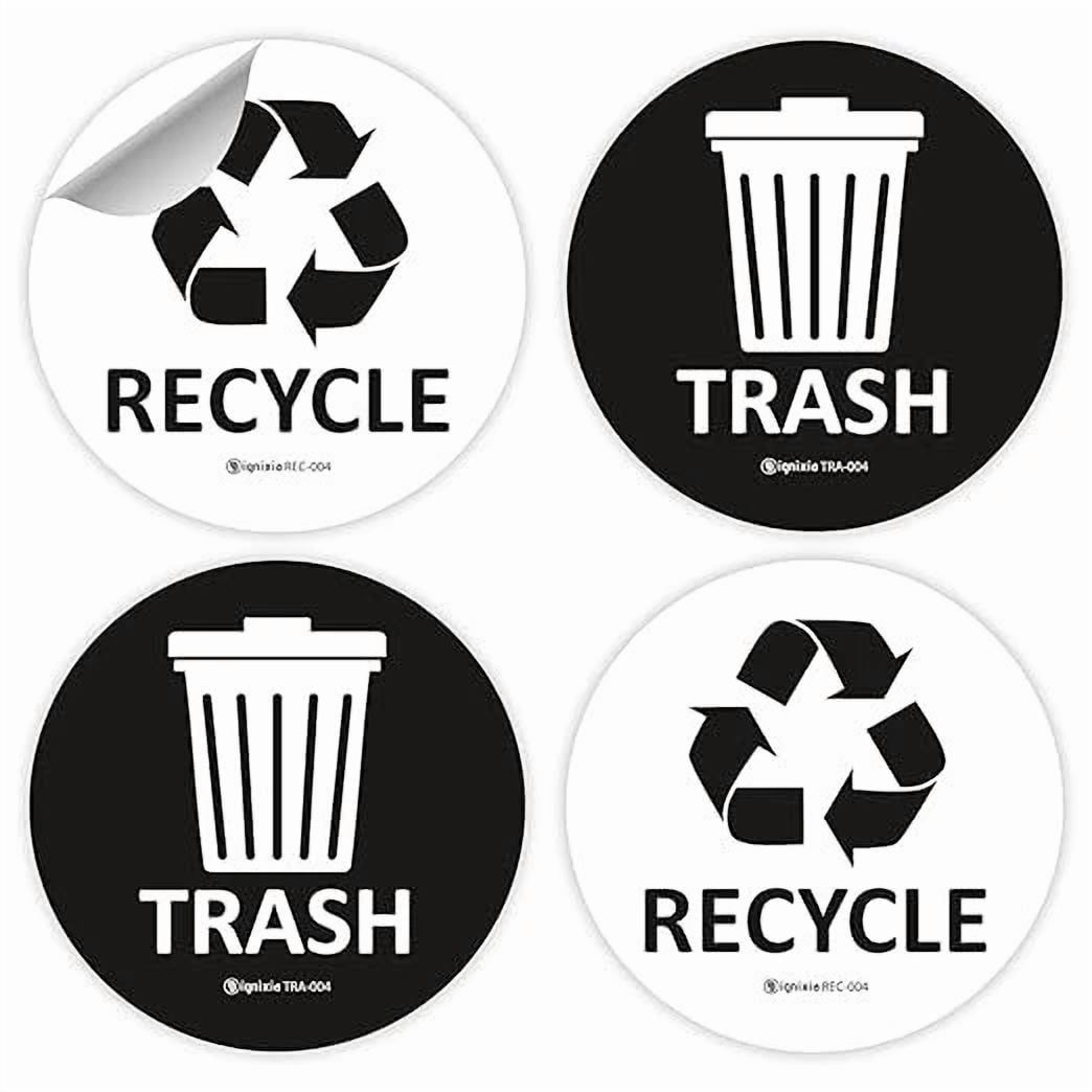 Pack Of 04 Recycle And Trash Sign Decals Self Adhesive - Recycling ...