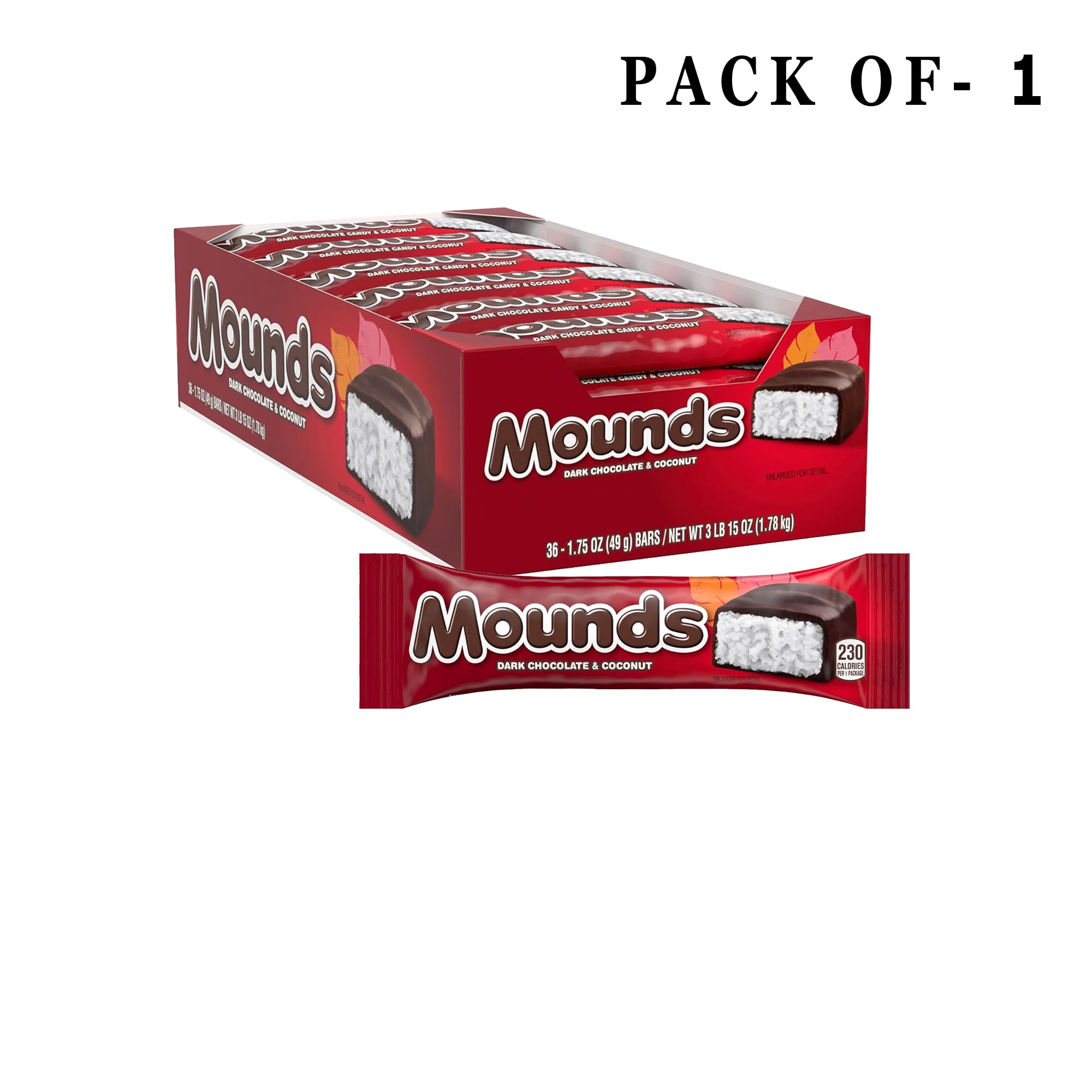 Pack Of 1 Mounds Dark Chocolate and Coconut Candy Bar | 1.75 OZ Per Bar ...