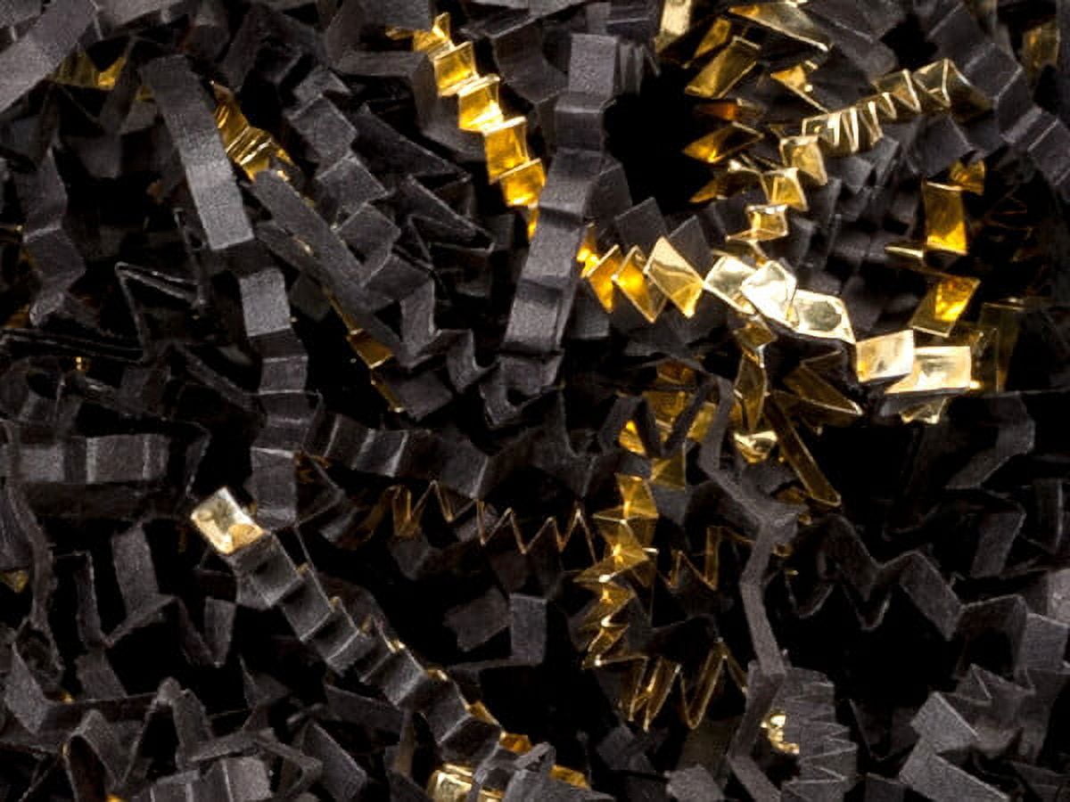 Pack Of 1, Solid Black & Gold Crinkle Cut Paper (Spring Fill / Zig Fill ...