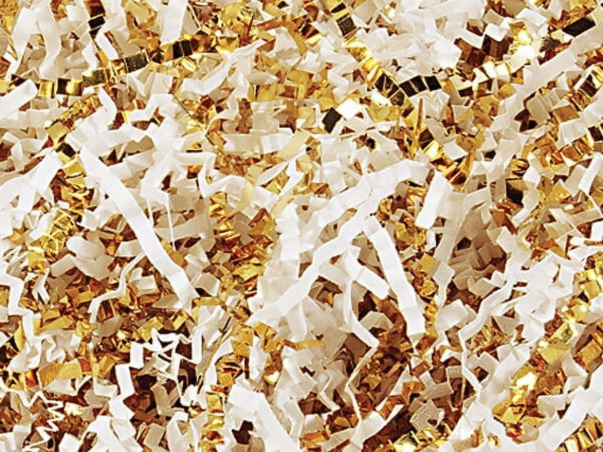 Pack Of 1, Solid White & Gold Crinkle Cut™ Paper Shred (Spring Fill ...