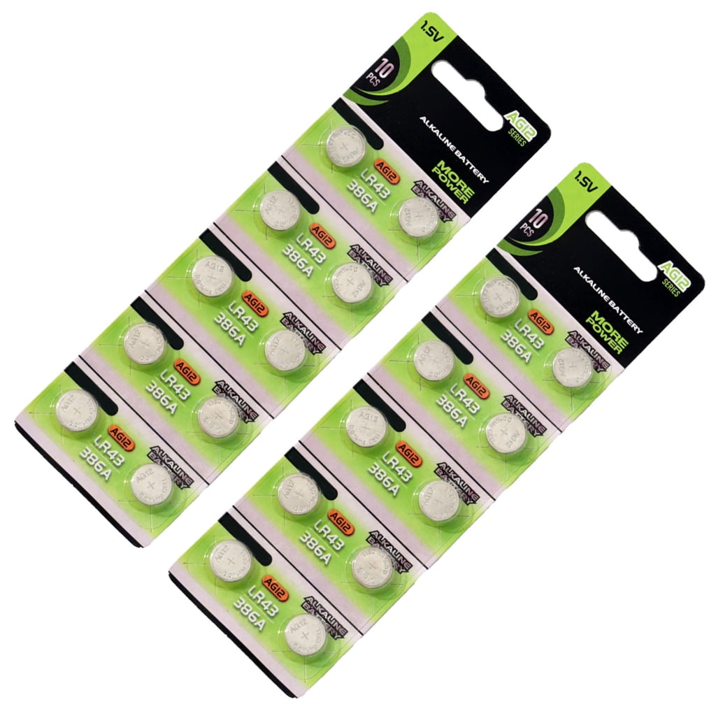 Pack Of 10/20 AG12 LR43 Alkaline Button Batteries Metal Coin Cell ...