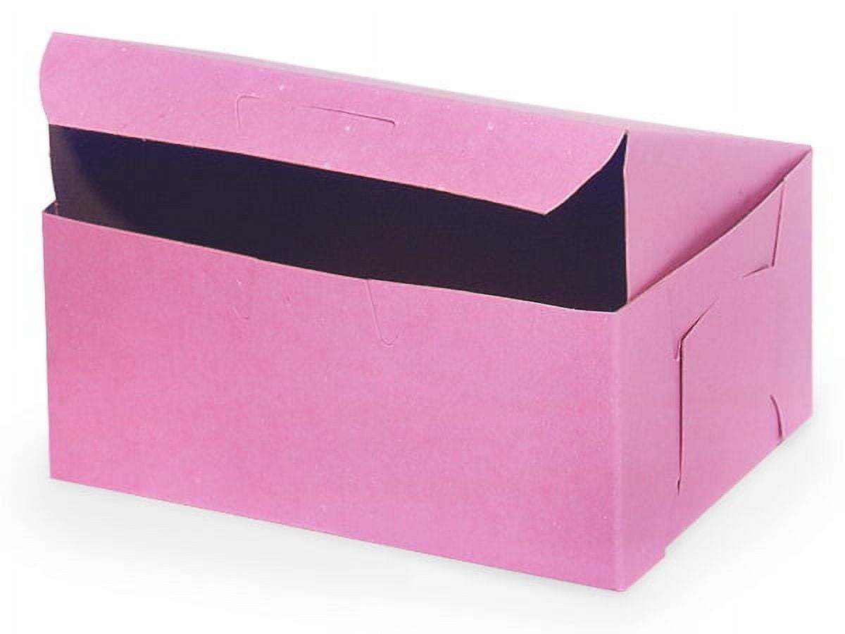 Pack Of 10, 6.25 X 3.75 X 2.25" Pink Bakery Boxes 1-Piece Lock Corner ...