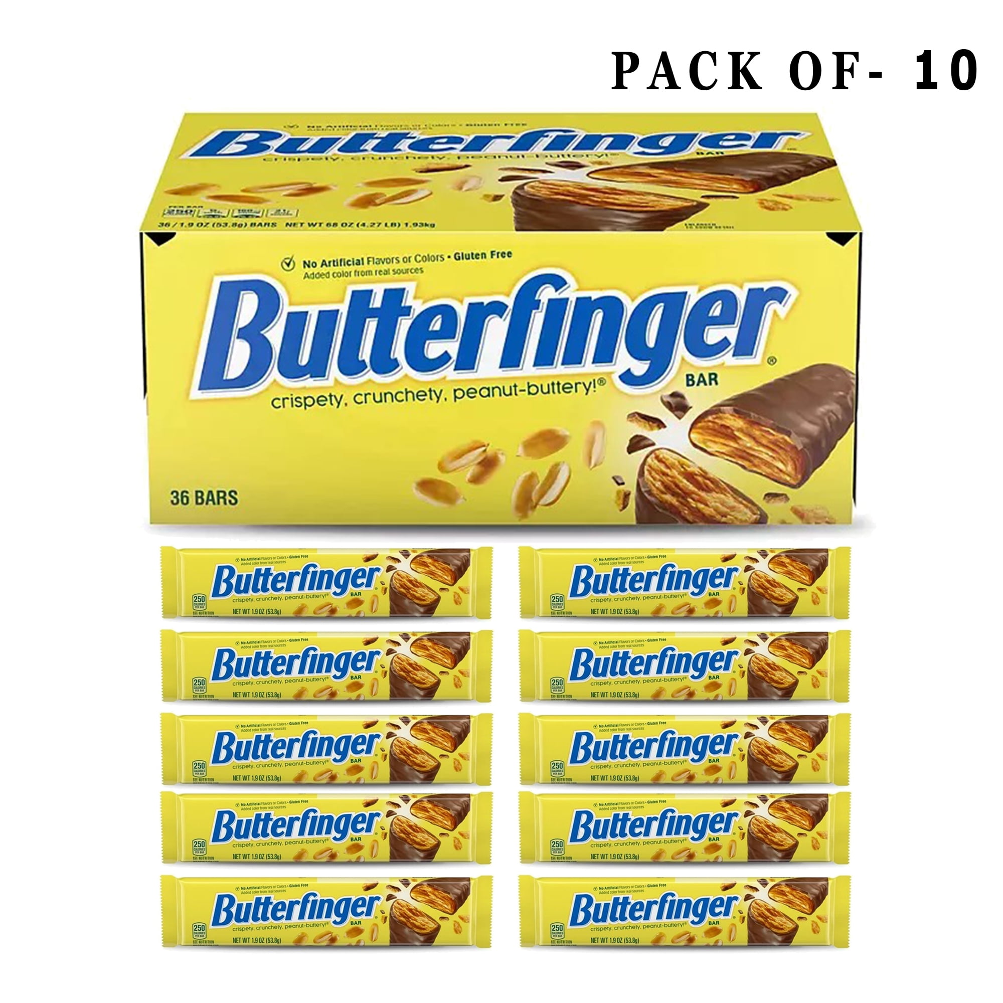 Pack Of 10 Butterfinger Crispety Crunchety Peanut Buttery | 1.9 OZ Per ...