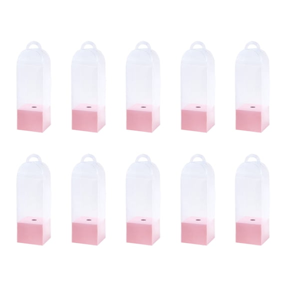 Pack Of 10 Clear PVC Flower Boxes Clear Bouquet Bags With Handles For ...