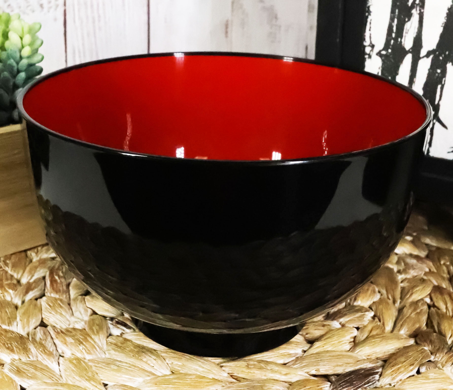 Pack Of 10 Japanese Black Red Lacquer Copolymer Plastic Large Ramen ...