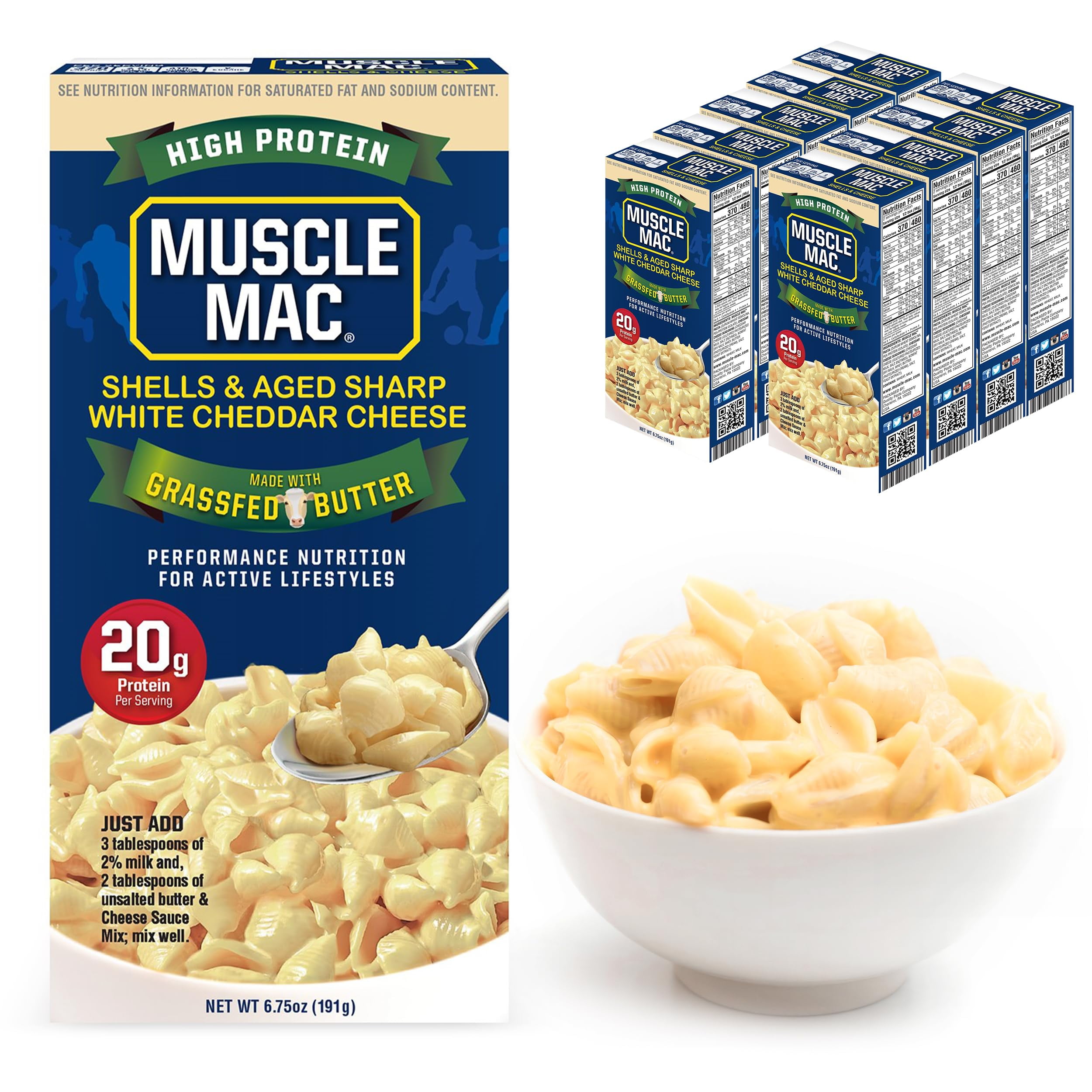 (Pack Of 10) Muscle Mac Mac & Cheese Shells White Cheddar 6.75 Oz ...
