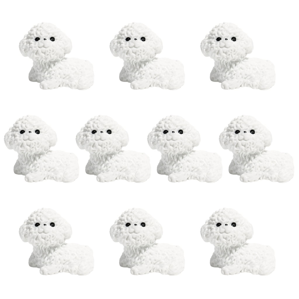 Pack Of 10 Resins Bichon Frise Puppys Figurines for Home and Garden ...