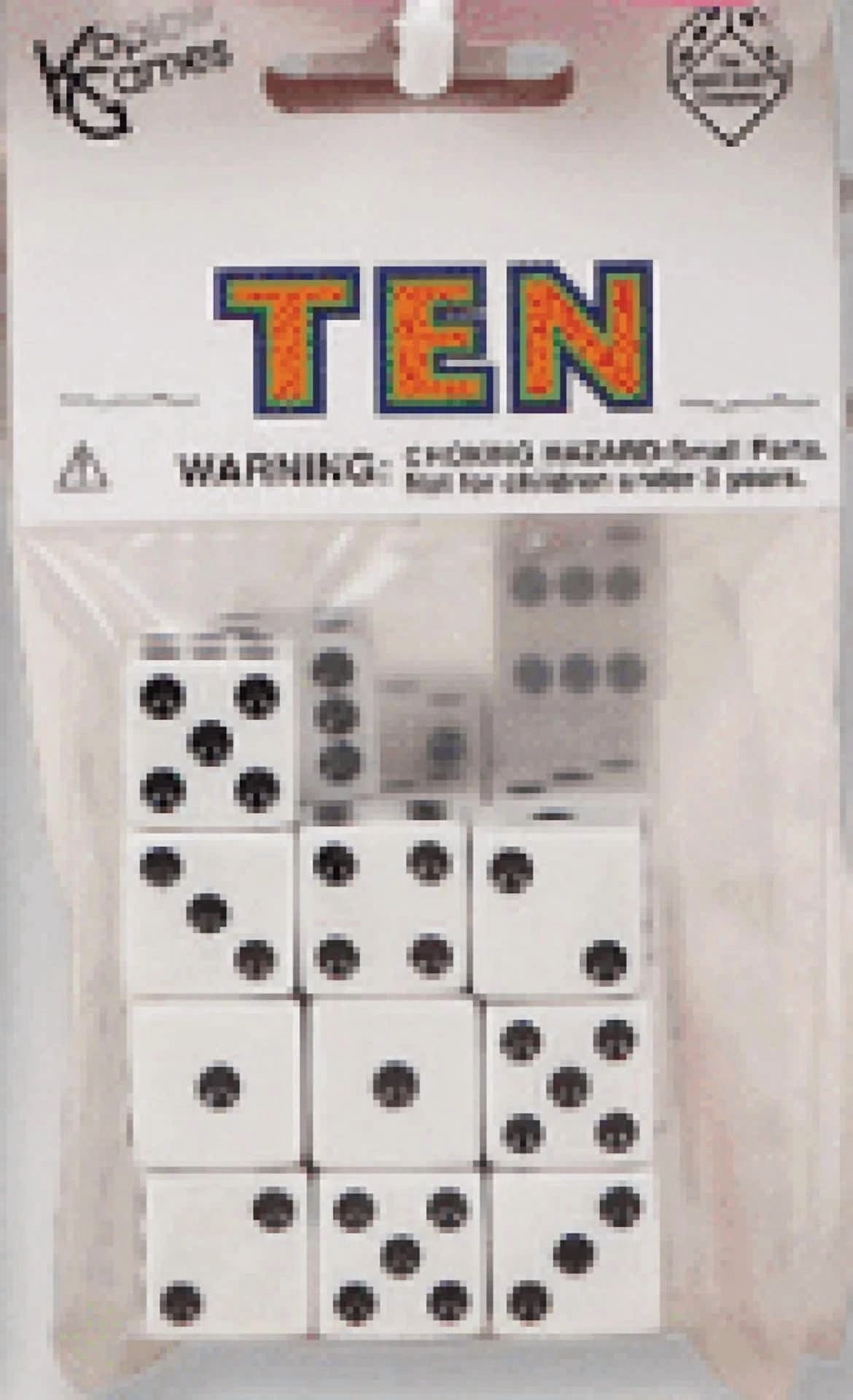 Pack Of 10 White 16Mm D6 Dice With Black Pips For Board Games - Walmart.com