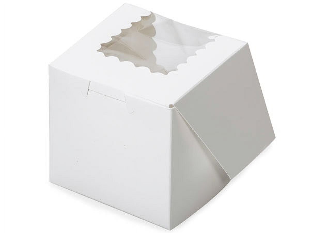 Pack Of 100, 4 X 4 X 4" Solid White Window Bakery Boxes 1-Piece Lock ...