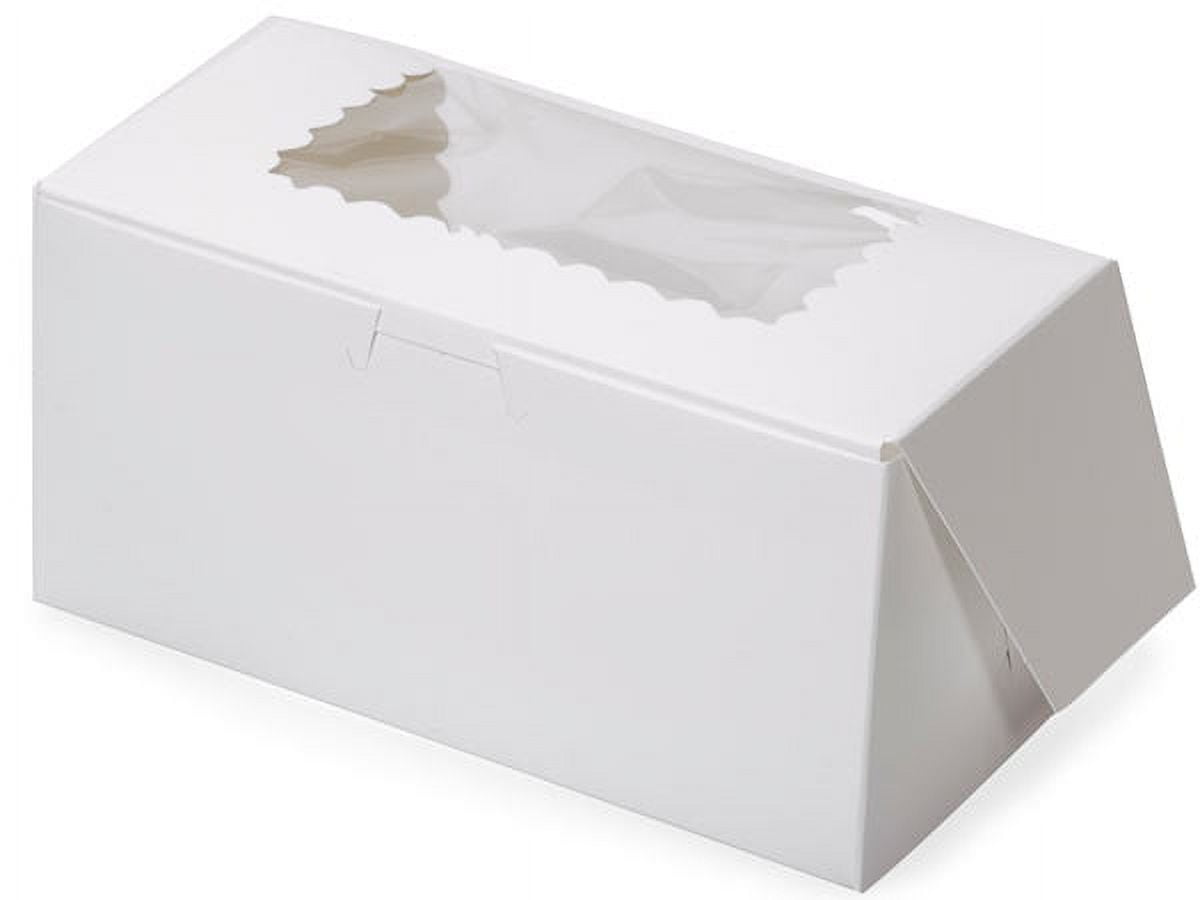Pack Of 100, 8 X 4 X 4" Solid White Window Bakery Boxes 1-Piece Lock ...