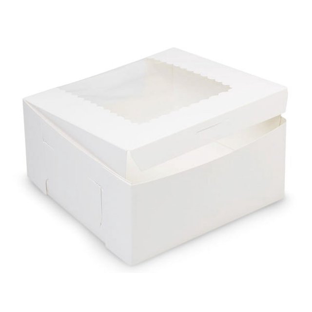 Pack Of 100, 8 X 8 X 4" Solid White Window Bakery Boxes 1-Piece Lock ...