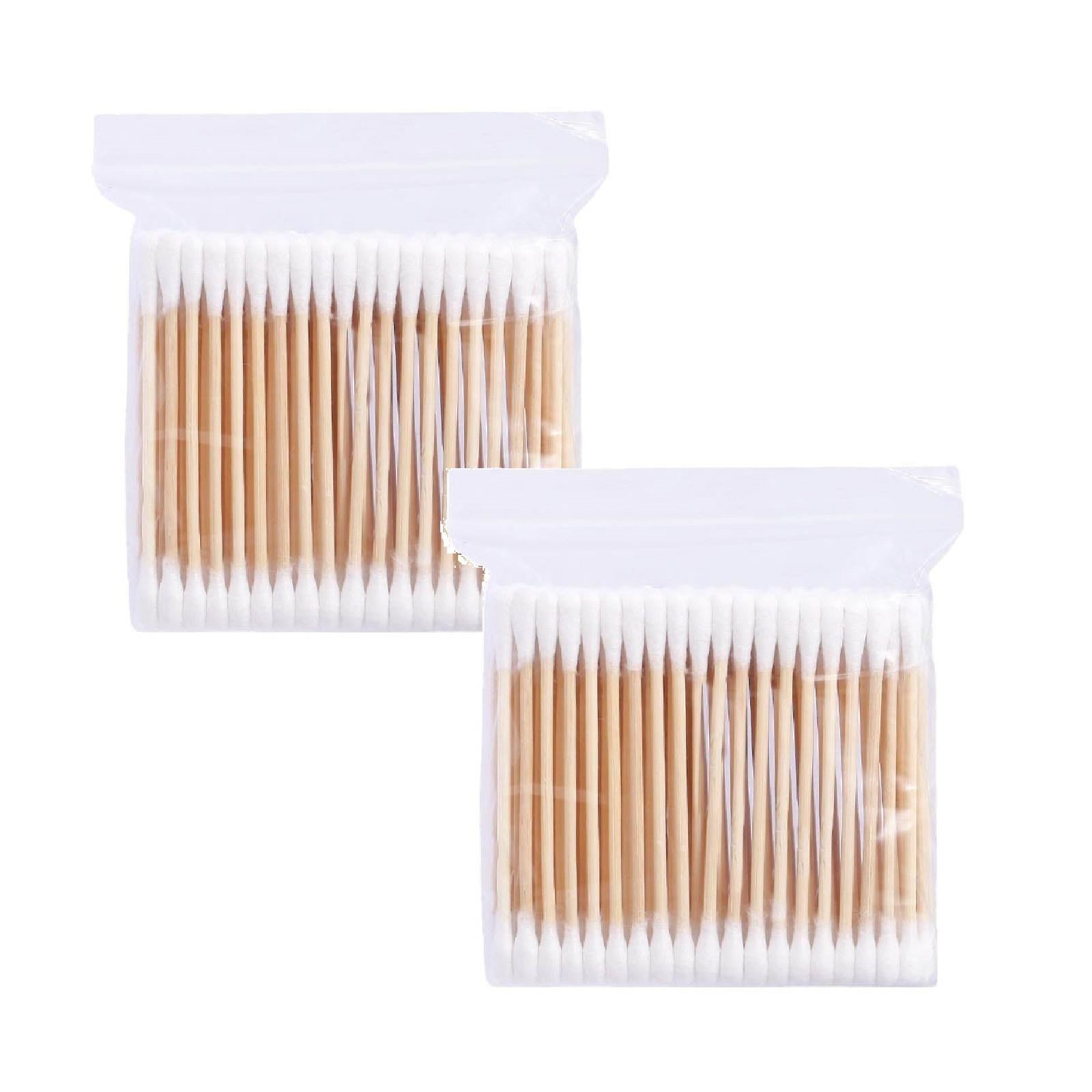 Pack Of 100 Cotton Swabs with Wooden Stick Double Side Cotton Buds for ...