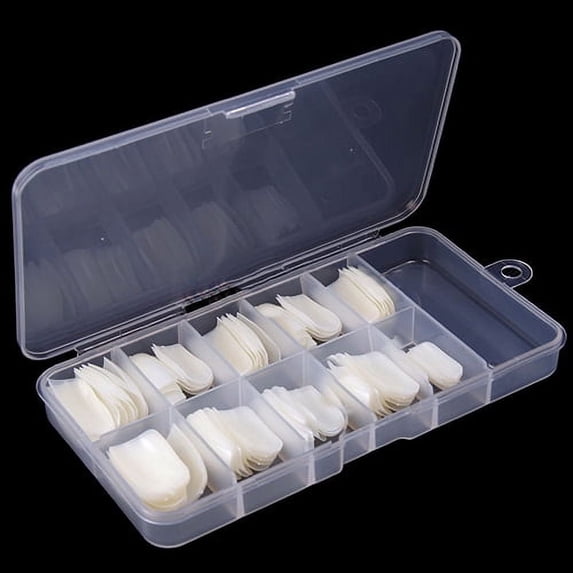 Pack Of 100 Full Cover Acrylic False Fake Nail Art Tips with Storage ...