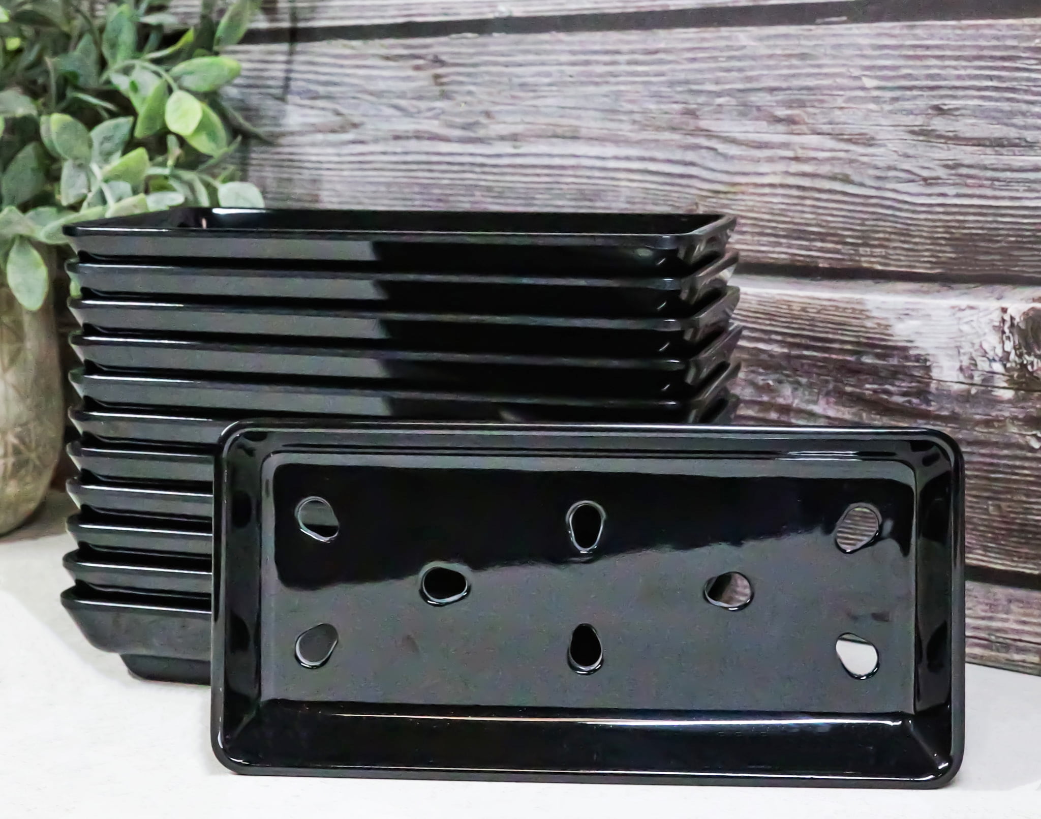 Pack Of 12 Black Neta Zara Sushi Case Sashimi Plates With Drip Holes 8 ...