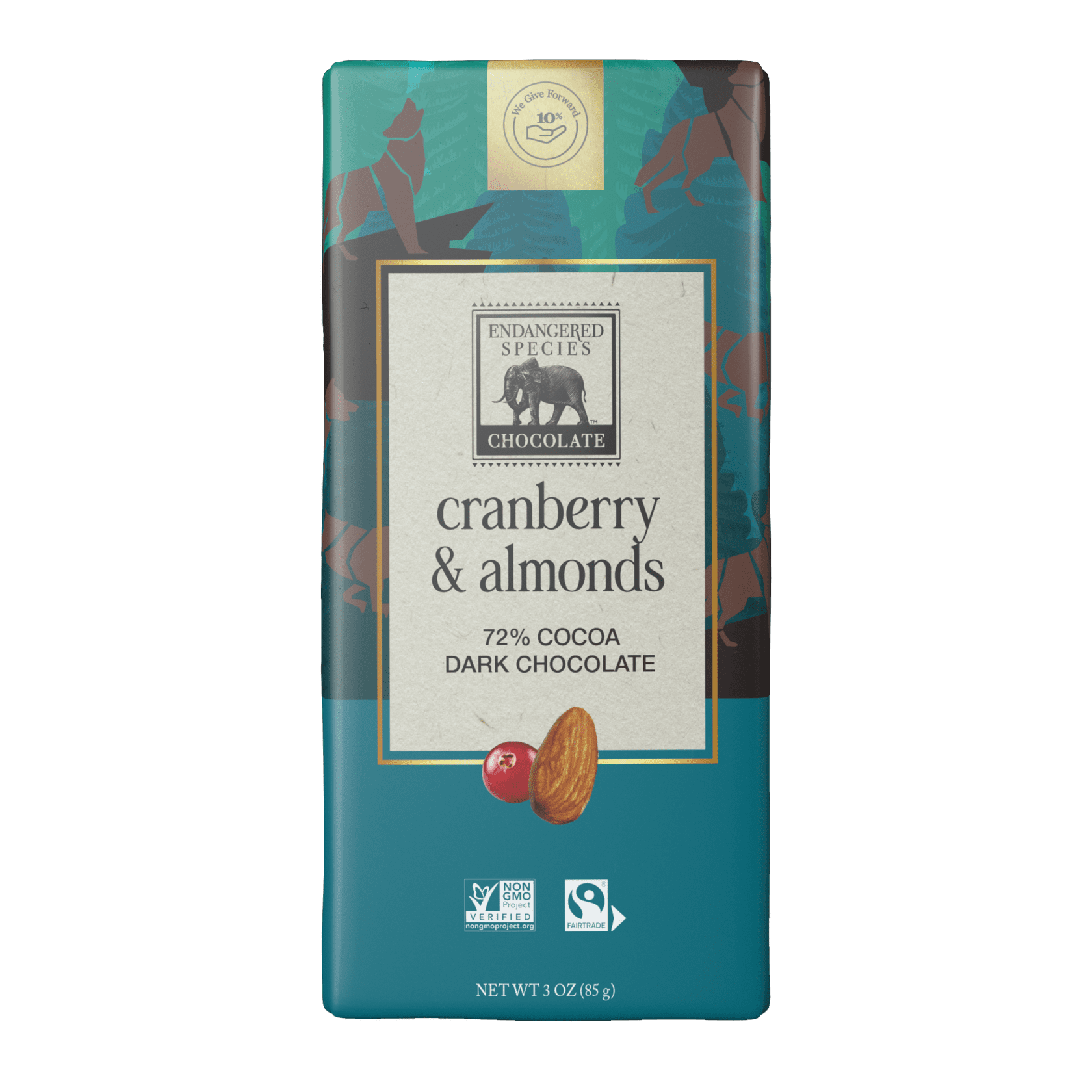 (Pack Of 12) Endangered Species Chocolate Bar Wolf Dark Cranberry ...
