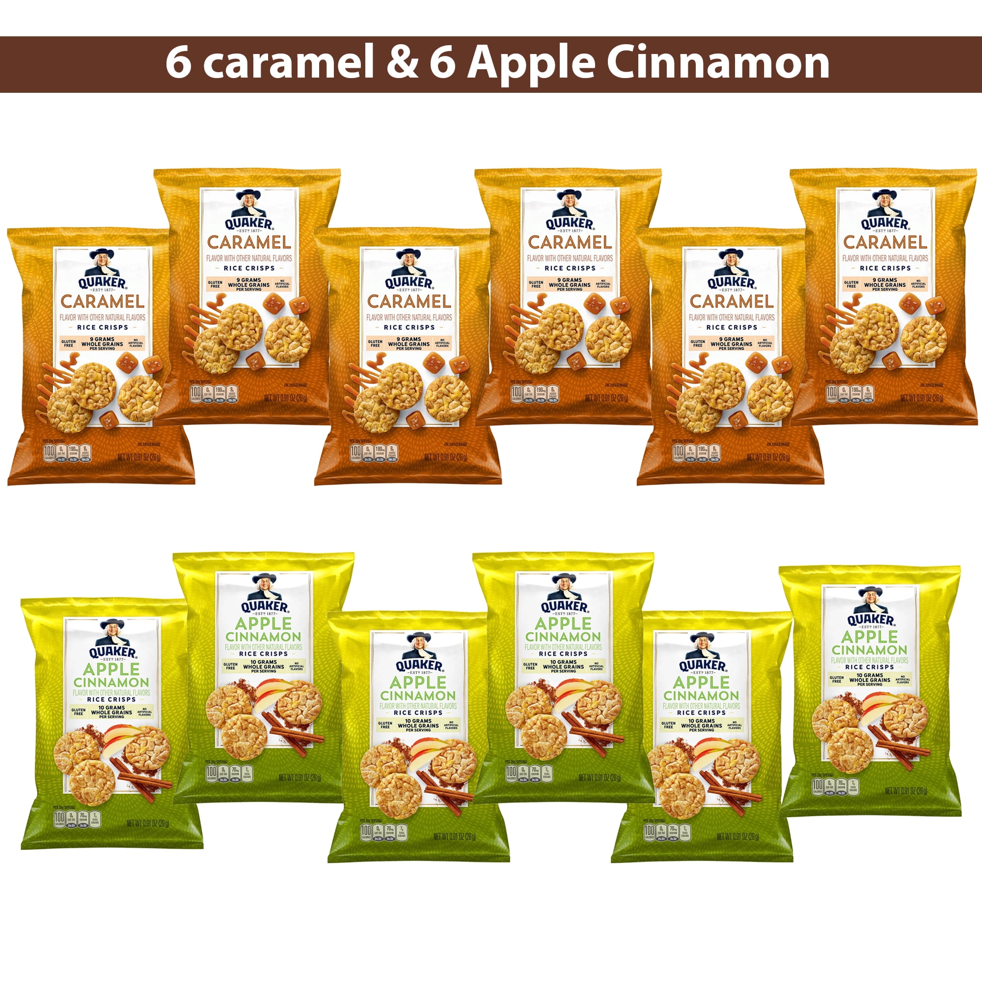 Pack Of 12 Quaker Rice Gluten Free Caramel Flavor Crisps, 0.91 Oz Per ...