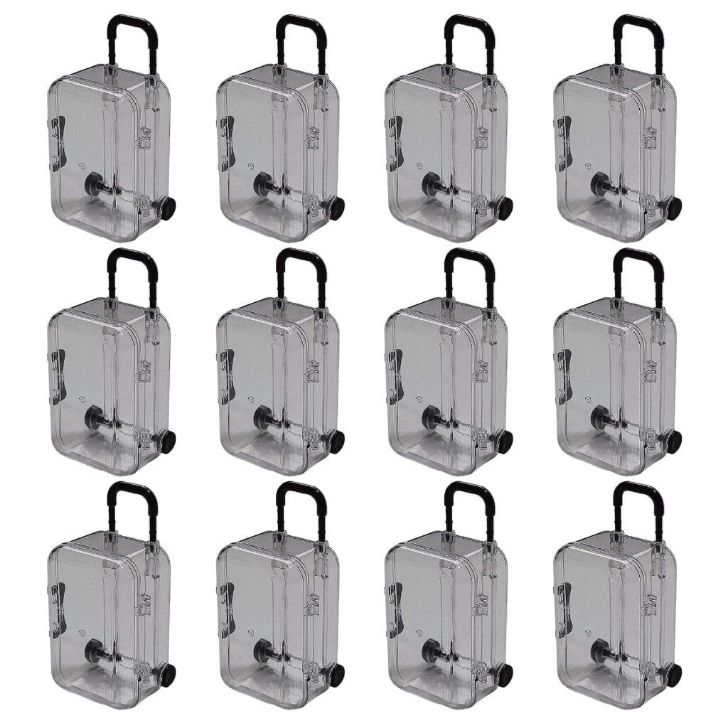 Pack Of 12 Small Plastic Storage Boxes Miniature Suitcase Shape Clear ...