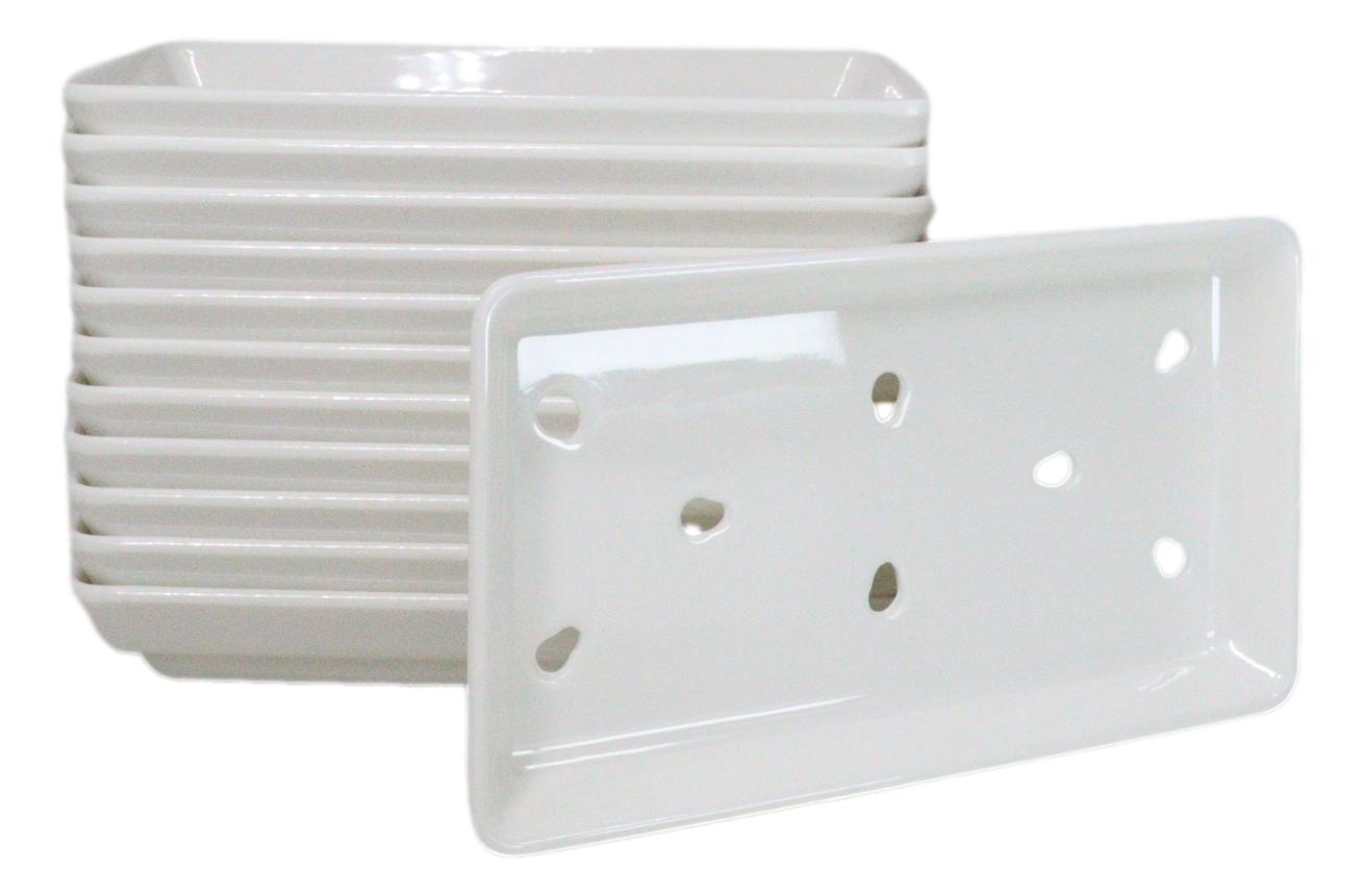 Pack Of 12 White Neta Zara Sushi Case Sashimi Plates With Drip Holes 8. ...