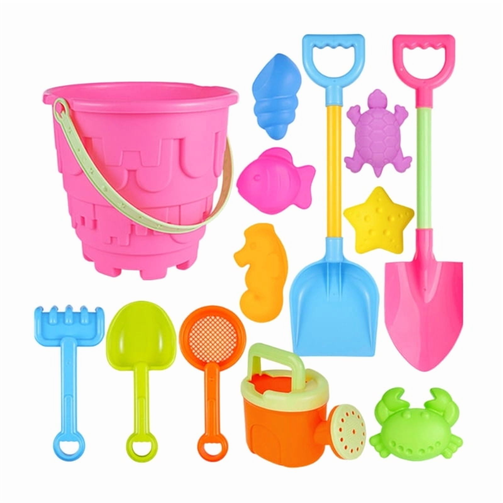 Pack Of 13 Plastic Sandcastle Building Set With Shovels And Molds For ...