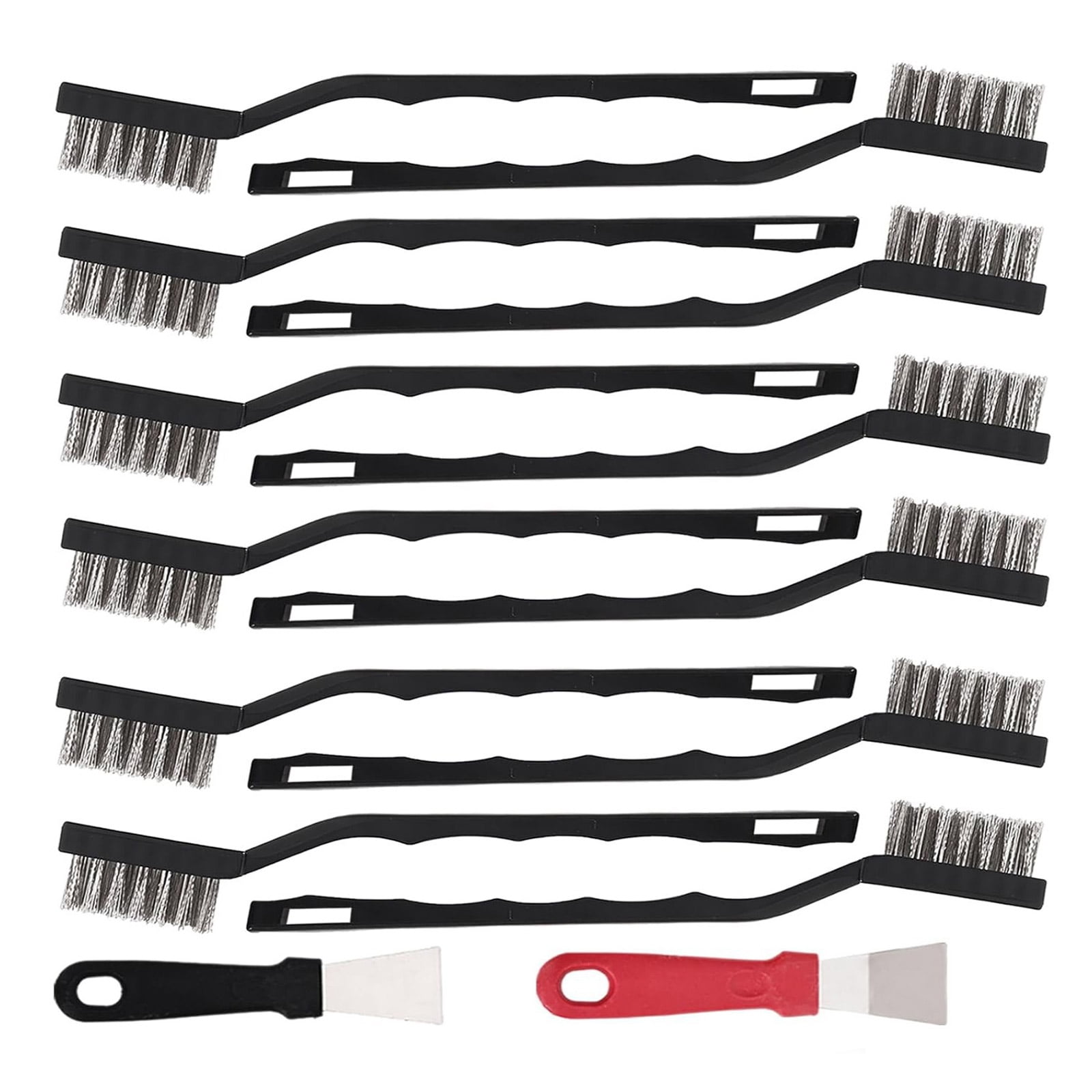 Pack Of 14 Curved Handle Wire Brush And Scraper Set For Welding Slags ...