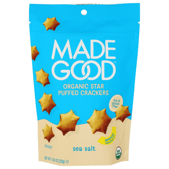 (Pack Of 18) Madegood Organic Star Puffed Crackers Sea Salt 4.26 Oz ...