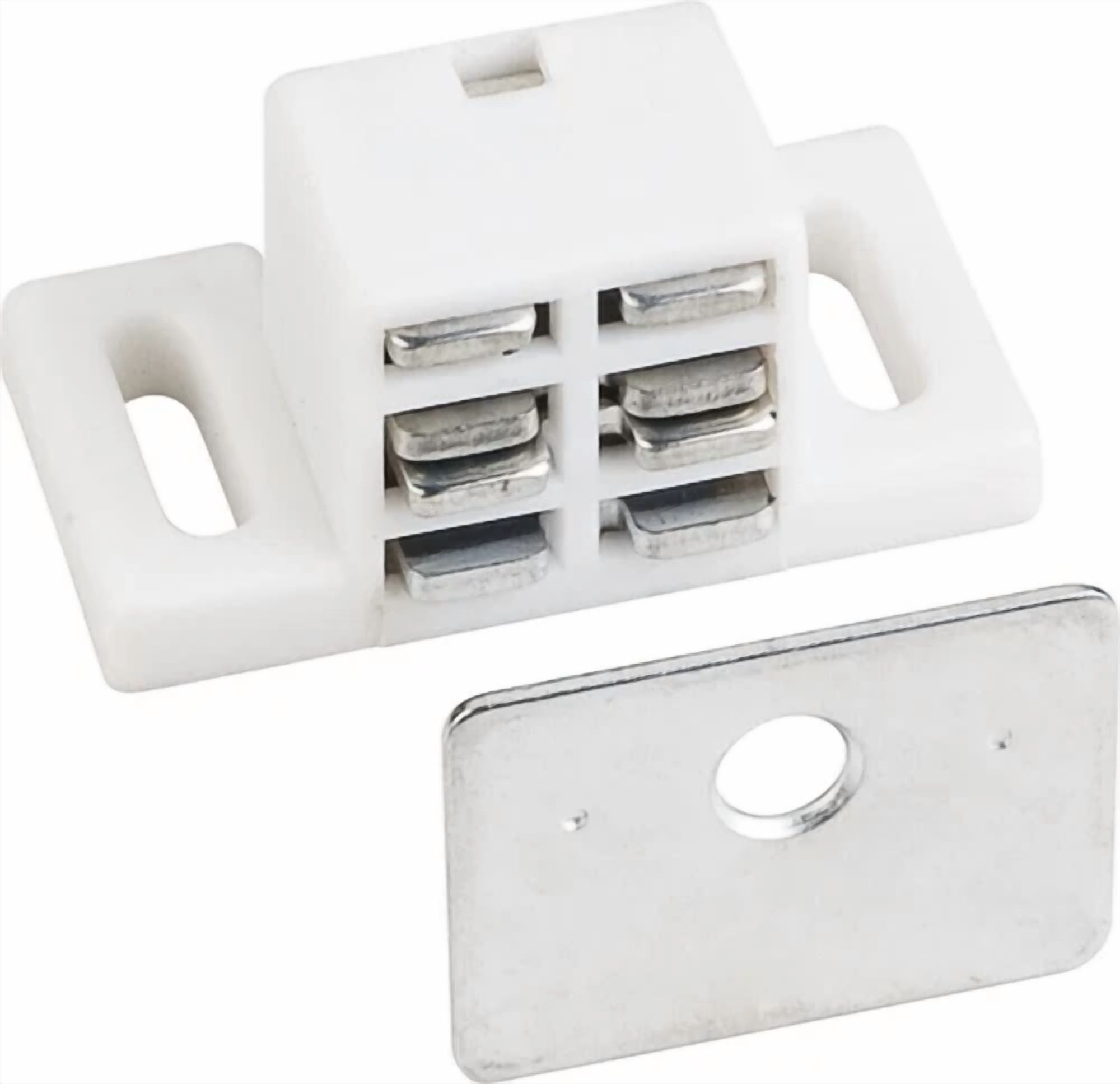 Pack Of 2 25 Lb White Single Magnetic Catch With Zinc Strike And Screws ...