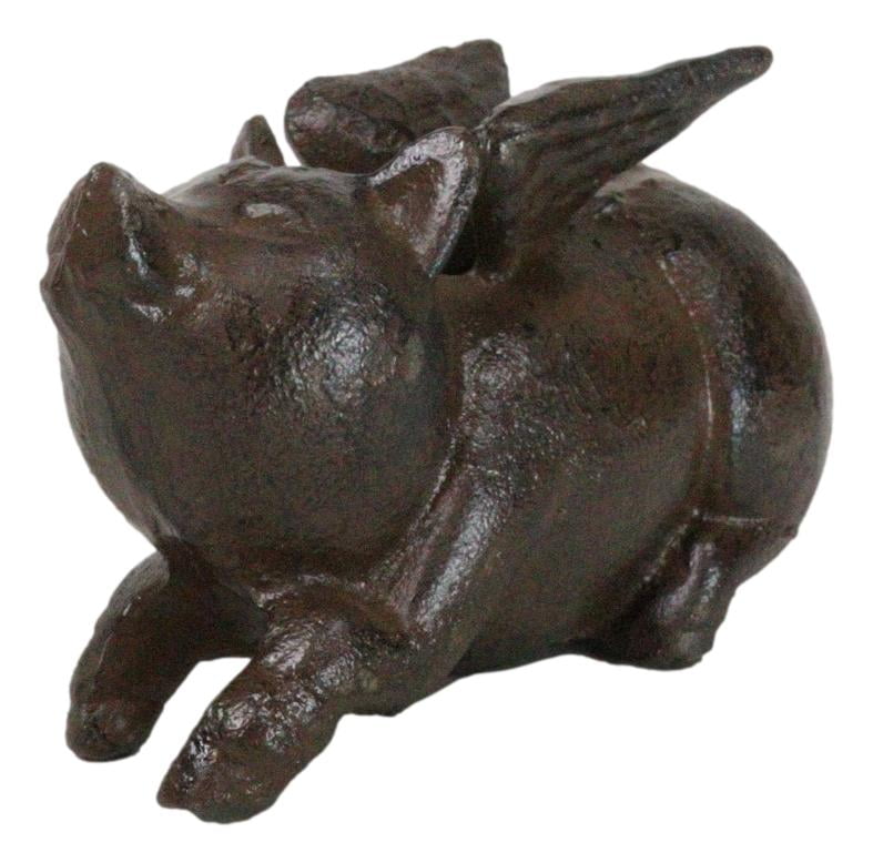 Pack Of 2 Cast Iron Whimsical Flying Winged Angel Pig Sculpture ...