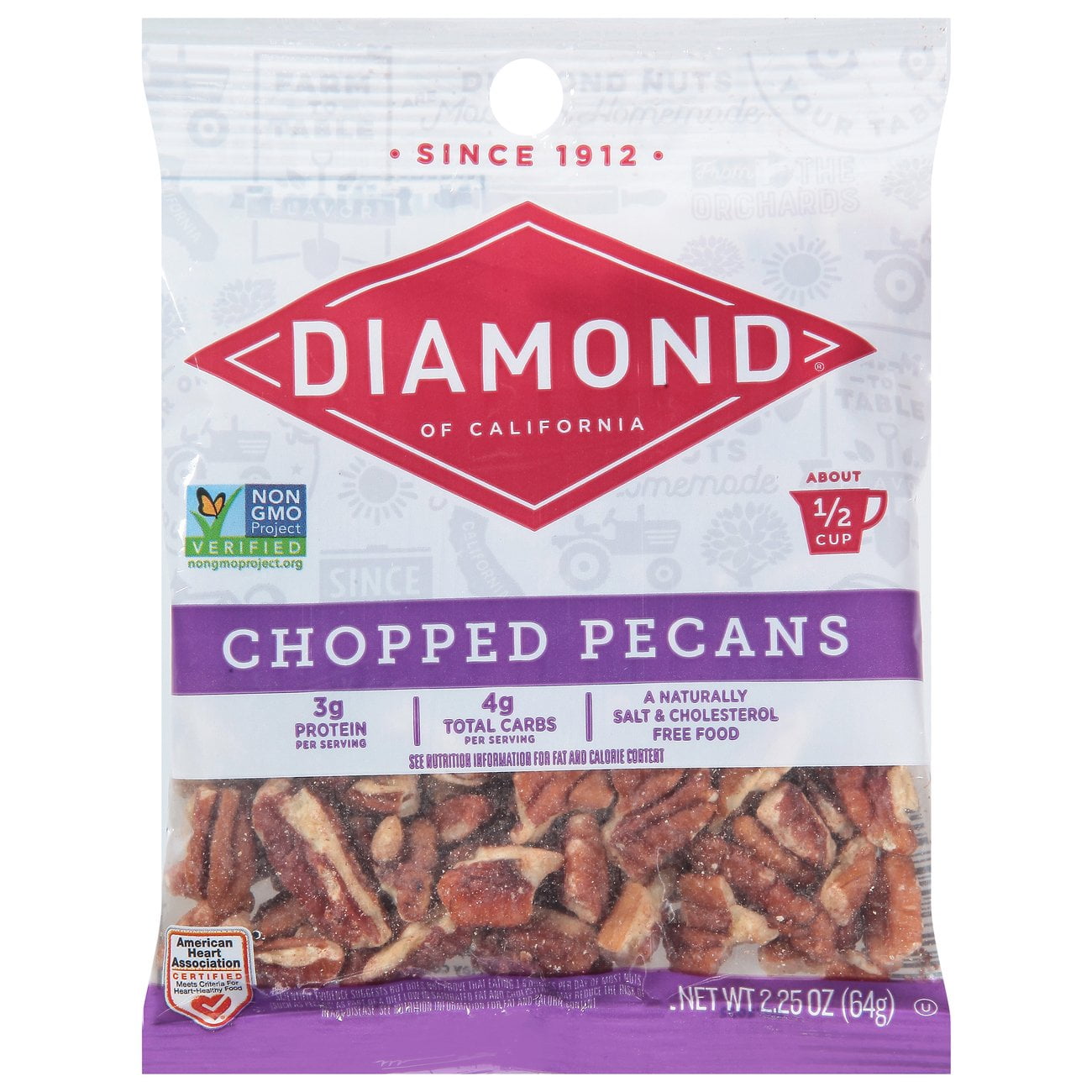 Pack Of 2 Diamond of California Chopped Pecans - 2.25 oz (Packaging May ...
