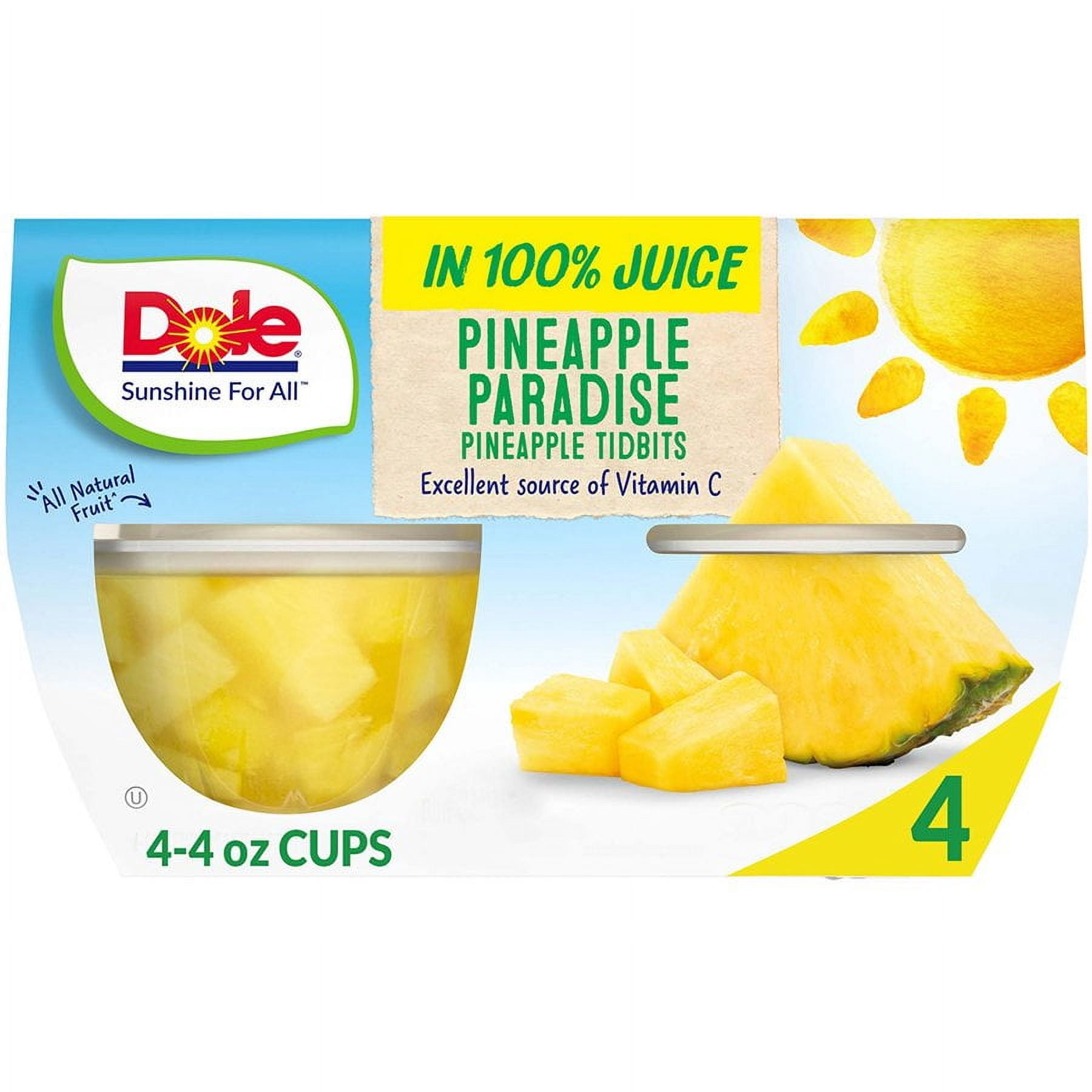 Pack Of 2 Dole Fruit Bowls - Pineapple Tidbits in 100% Pineapple Juice ...