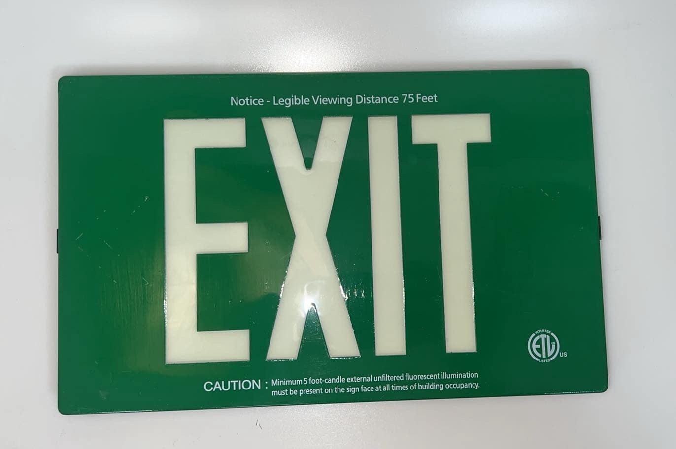 (Pack Of 2 )Heavy duty photoluminescent Exit Sign Green No Electric ...