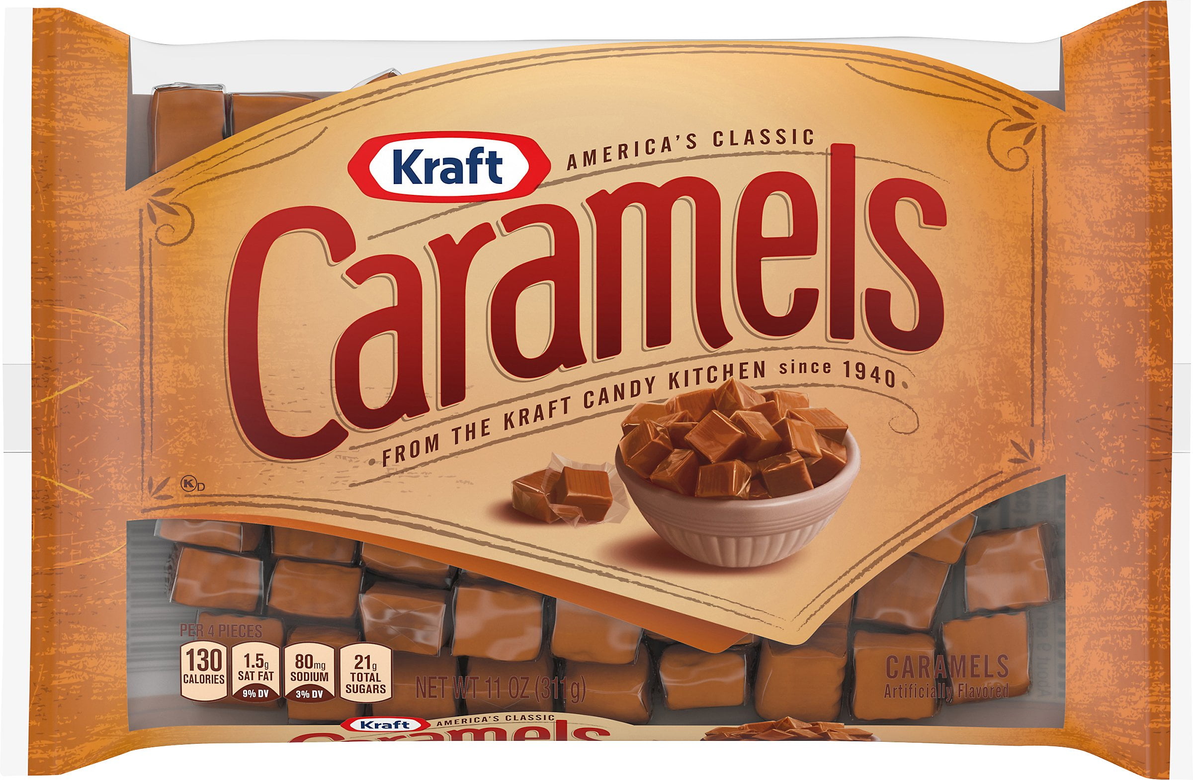 Pack Of 2 Kraft Caramel Squares, 11 oz (Package May Vary) - Walmart.com