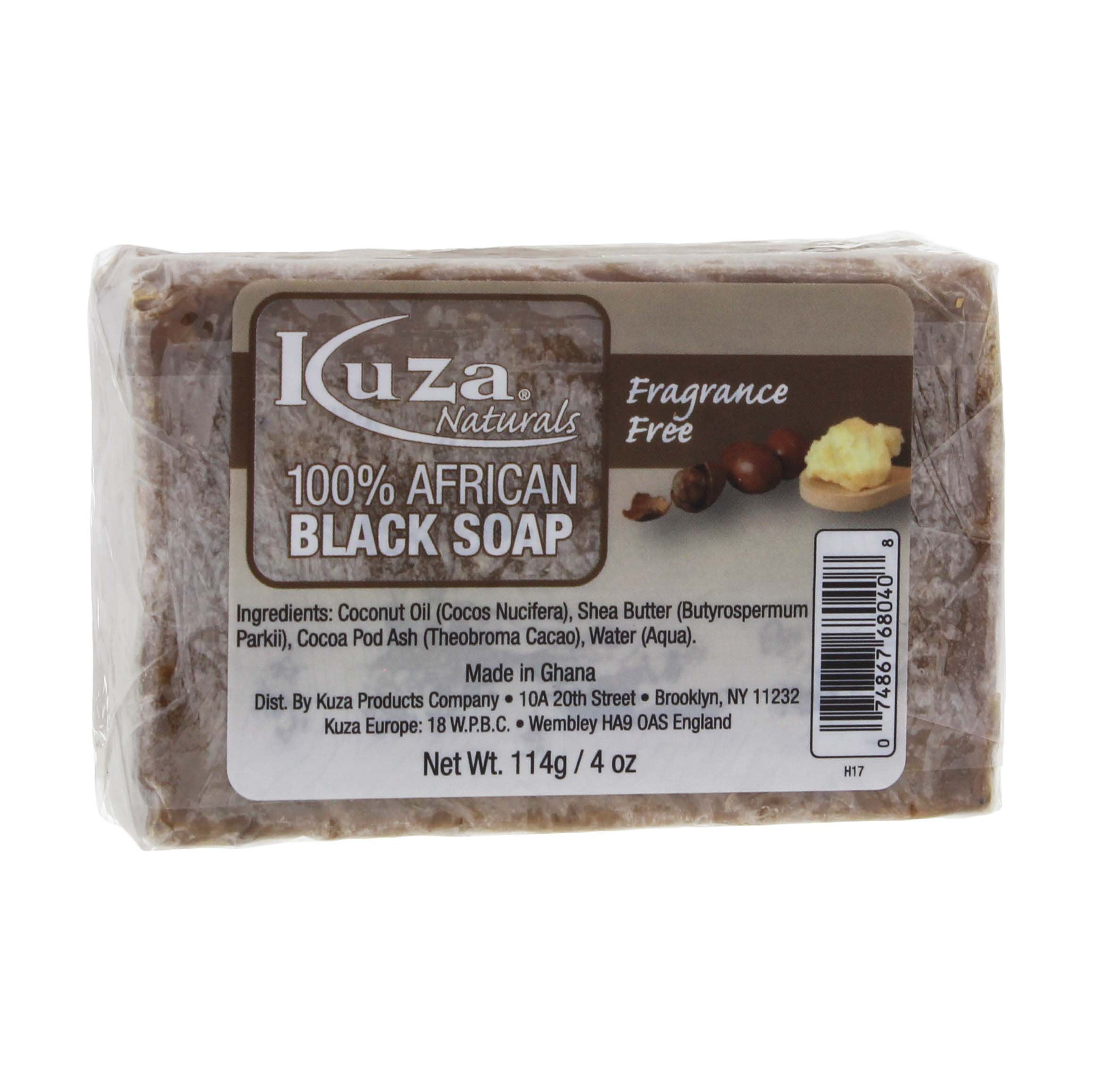 Pack Of 2 Kuza 100% African Black Soap Fragrance Free - 4 oz (Packaging ...