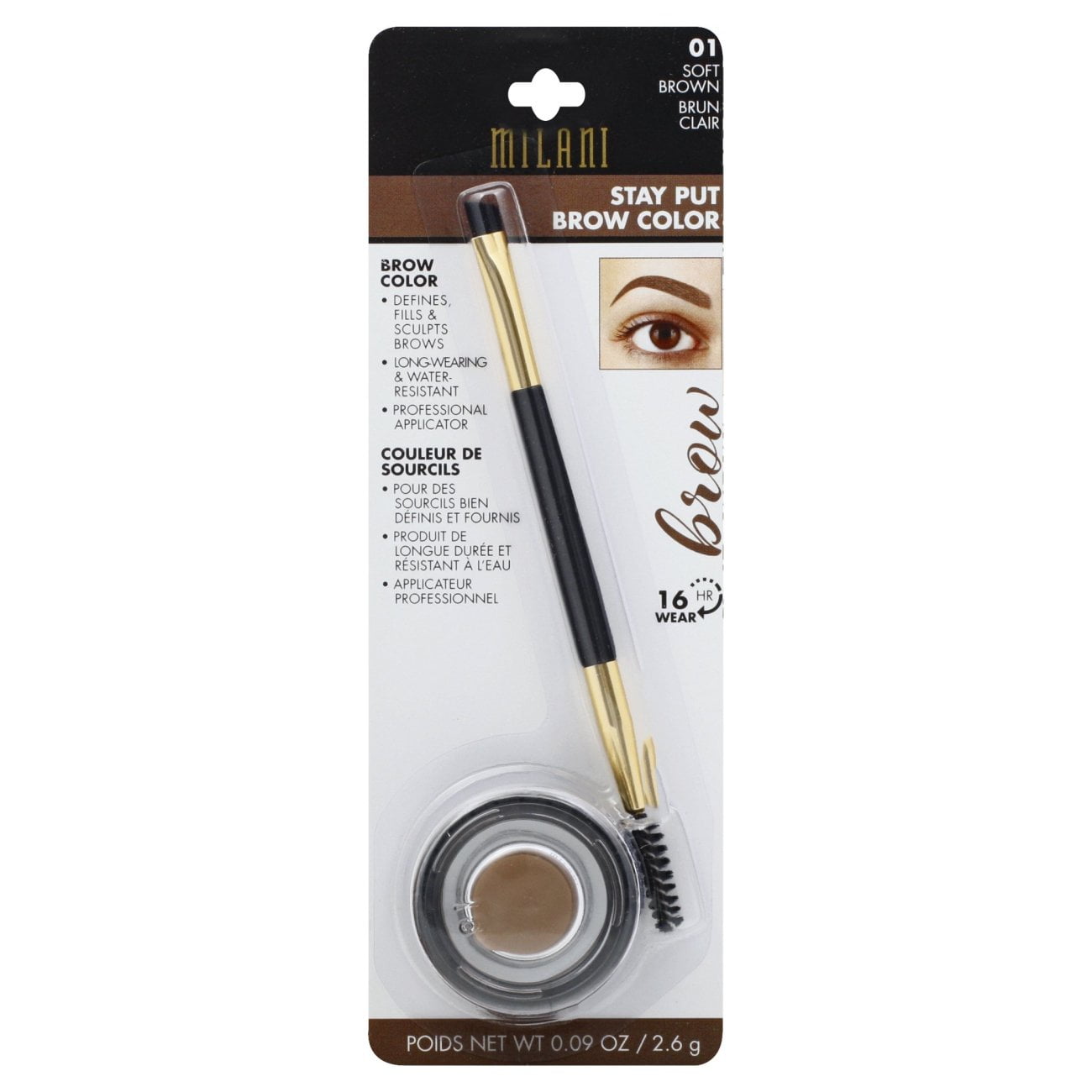 Pack Of 2 Milani Stay Put Brow Color Soft Brown - Each (Packaging May ...