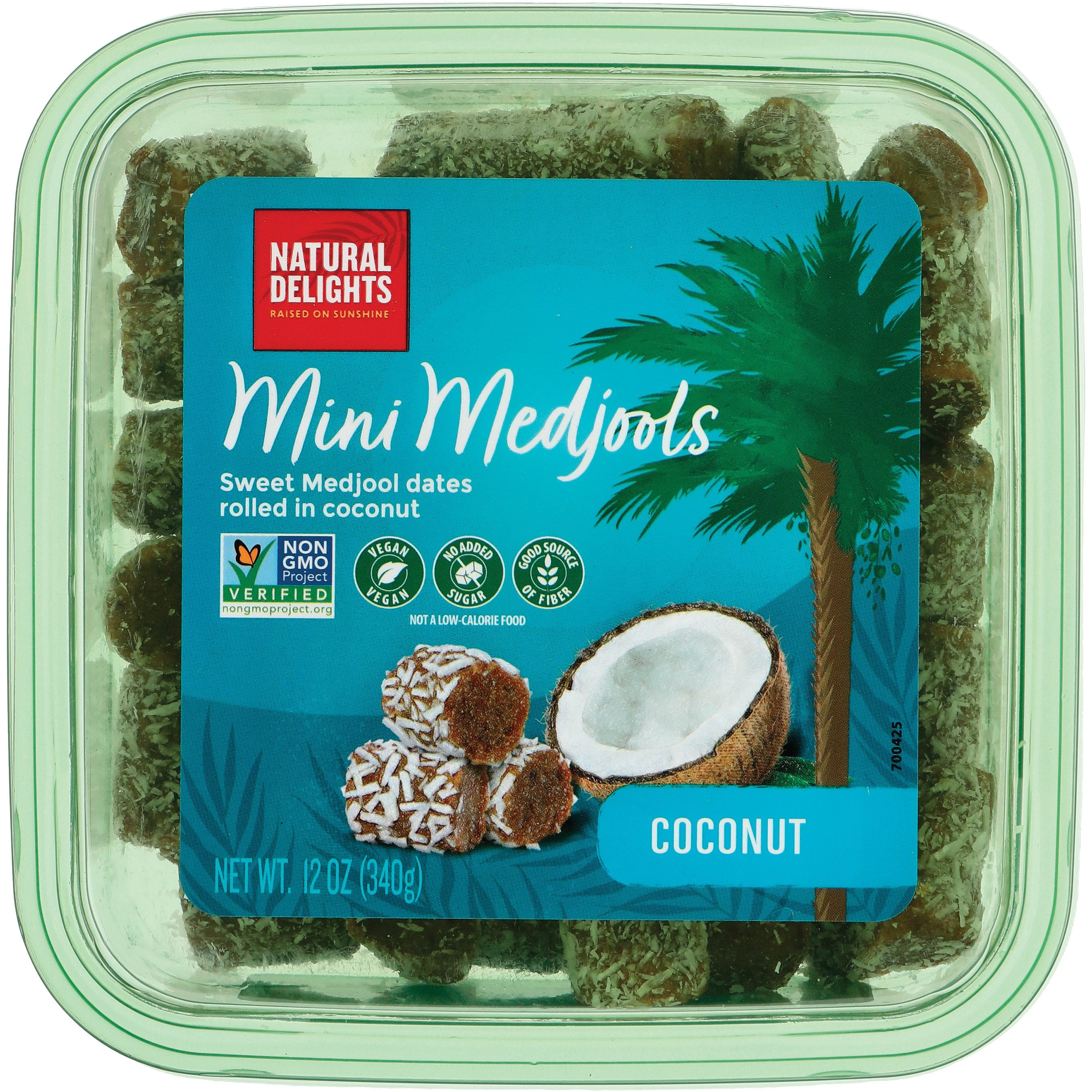 Pack Of 2 Natural Delights Mini Coconut-Rolled Medjool Dates - 12 oz ...