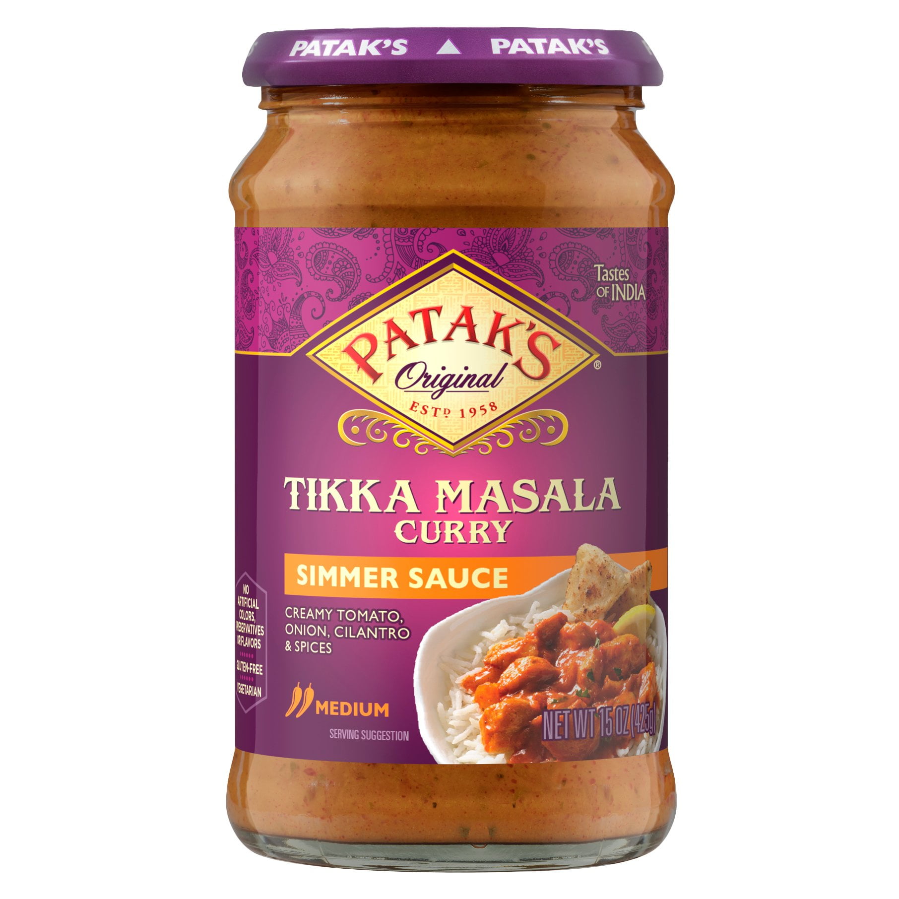 Pack Of 2 Patak's Tikka Masala Curry Simmer Sauce - Medium - 15 oz ...