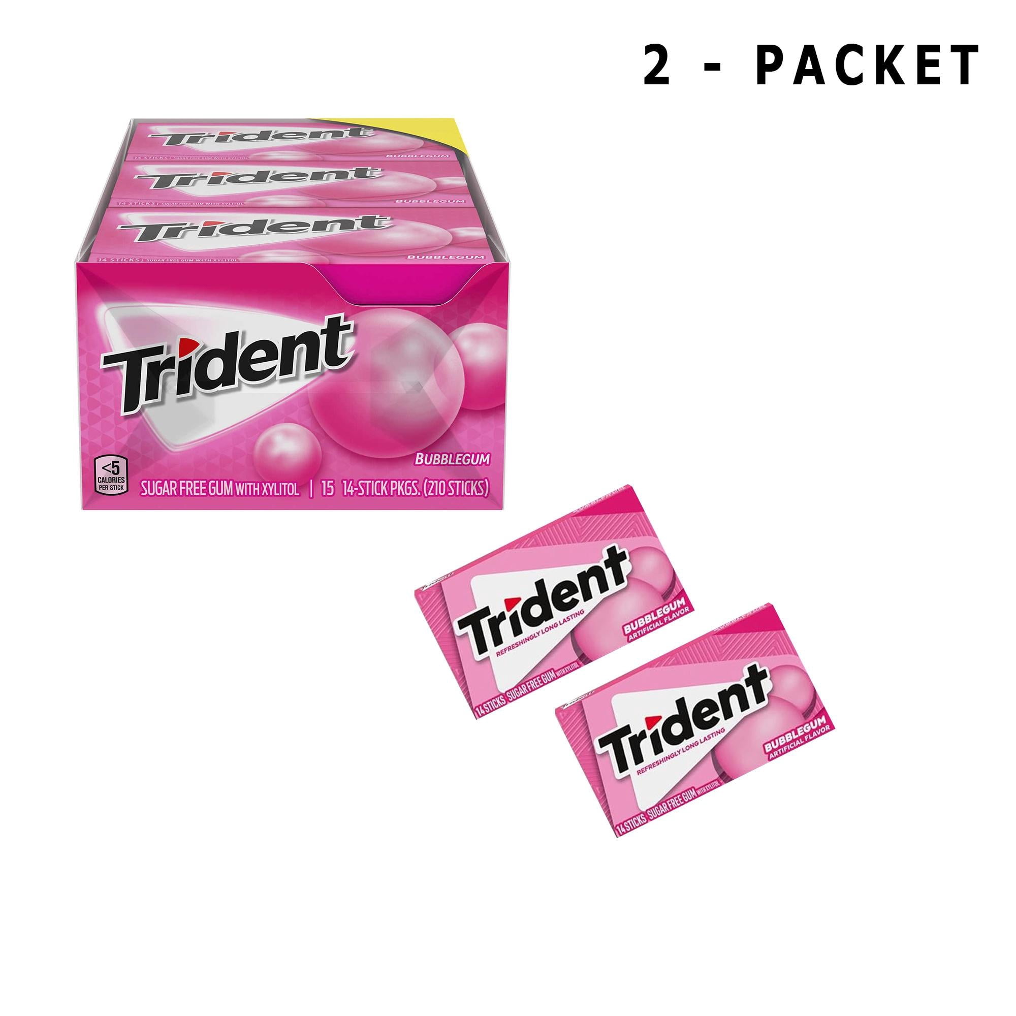 Pack Of 2 Pcs Trident Sugar Free Bubblegum | 1.2 oz Per Bars ...