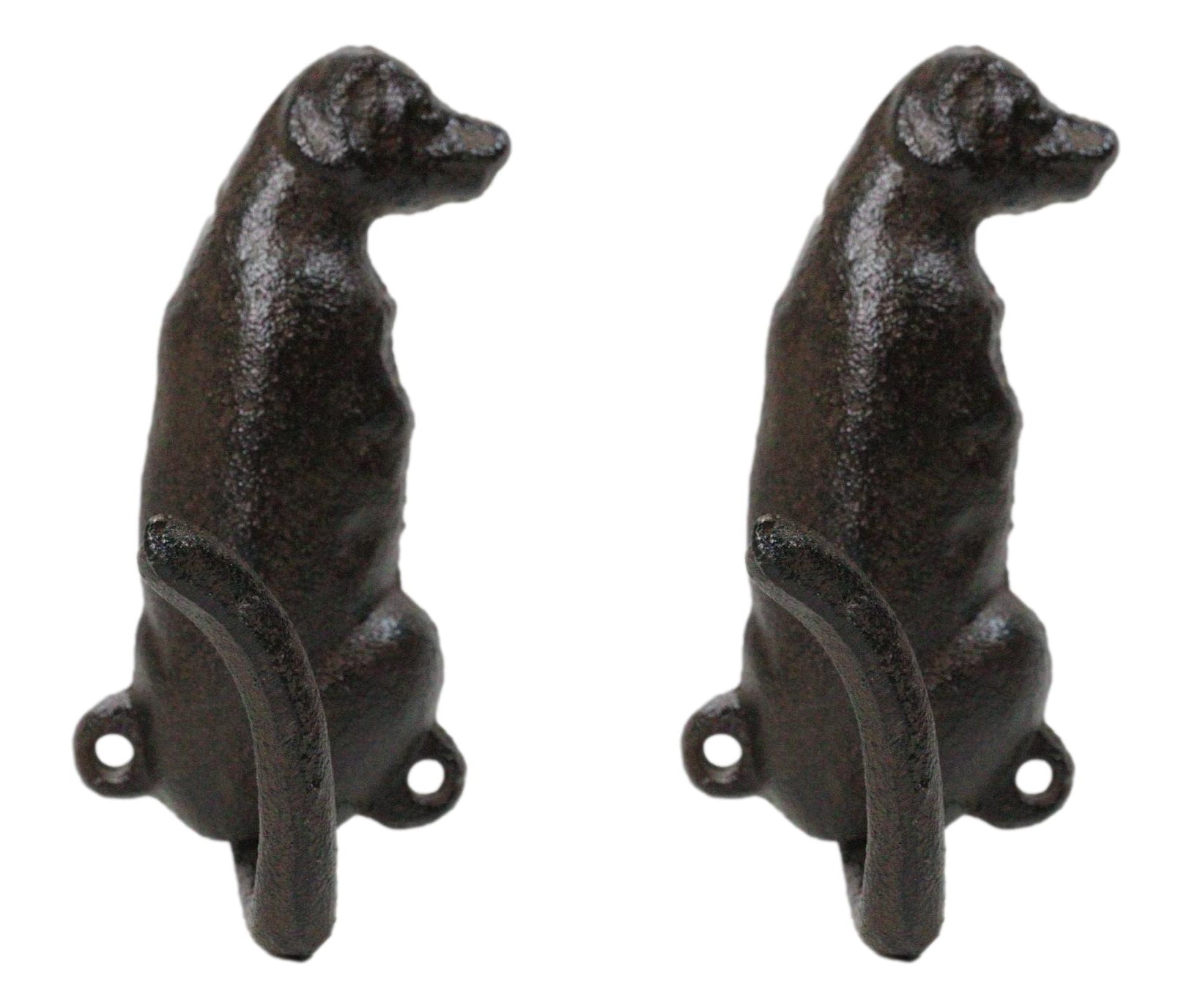 Pack Of 2 Rustic Cast Iron Golden Retriever Labrador Wagging Tail Wall ...