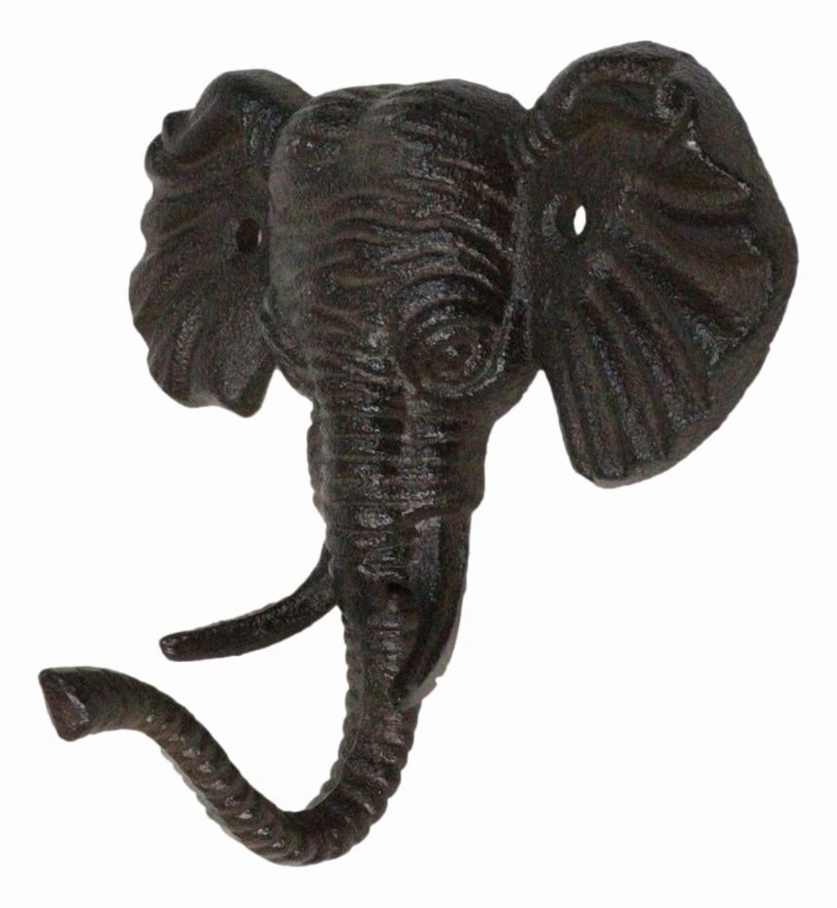 Pack Of 2 Rustic Cast Iron Safari Elephant Trunk Up Wall Hook Hanger ...