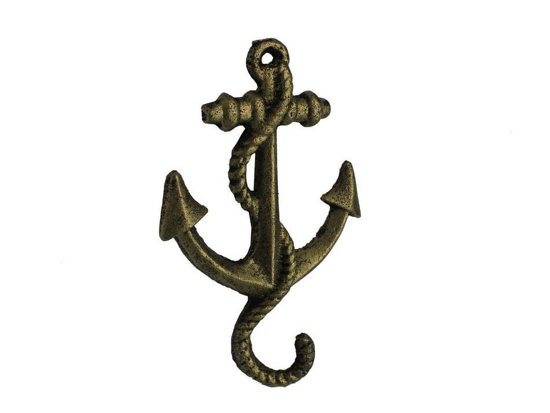 [Pack Of 2] Rustic Gold Cast Iron Anchor Hook 5" - Walmart.com