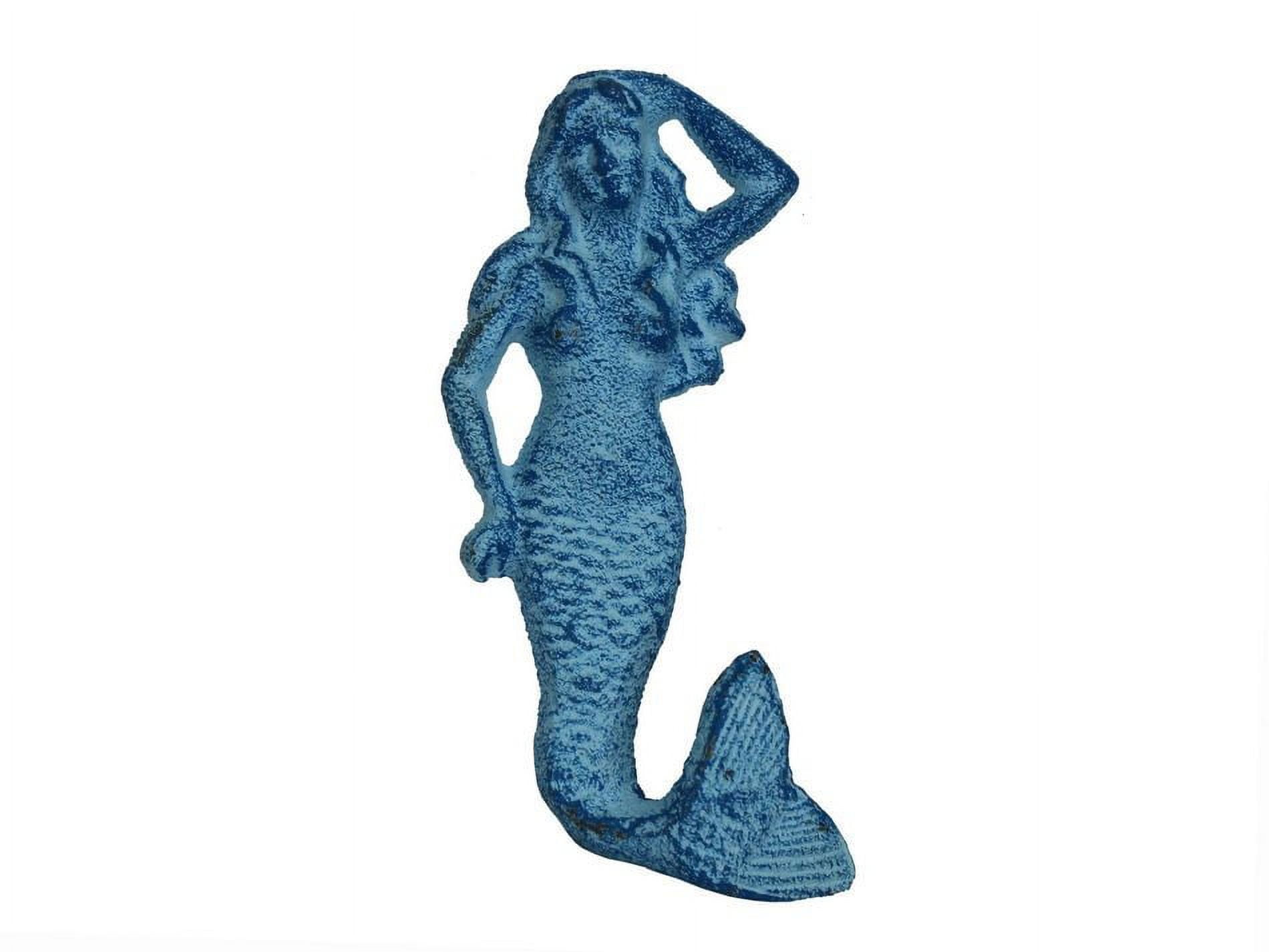 [Pack Of 2] Rustic Light Blue Whitewashed Cast Iron Mermaid Hook 6 ...